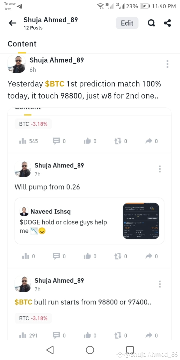 As u know guys, $BTC hits my predict price.. | Shuja Ahmed_89 on Binance Square