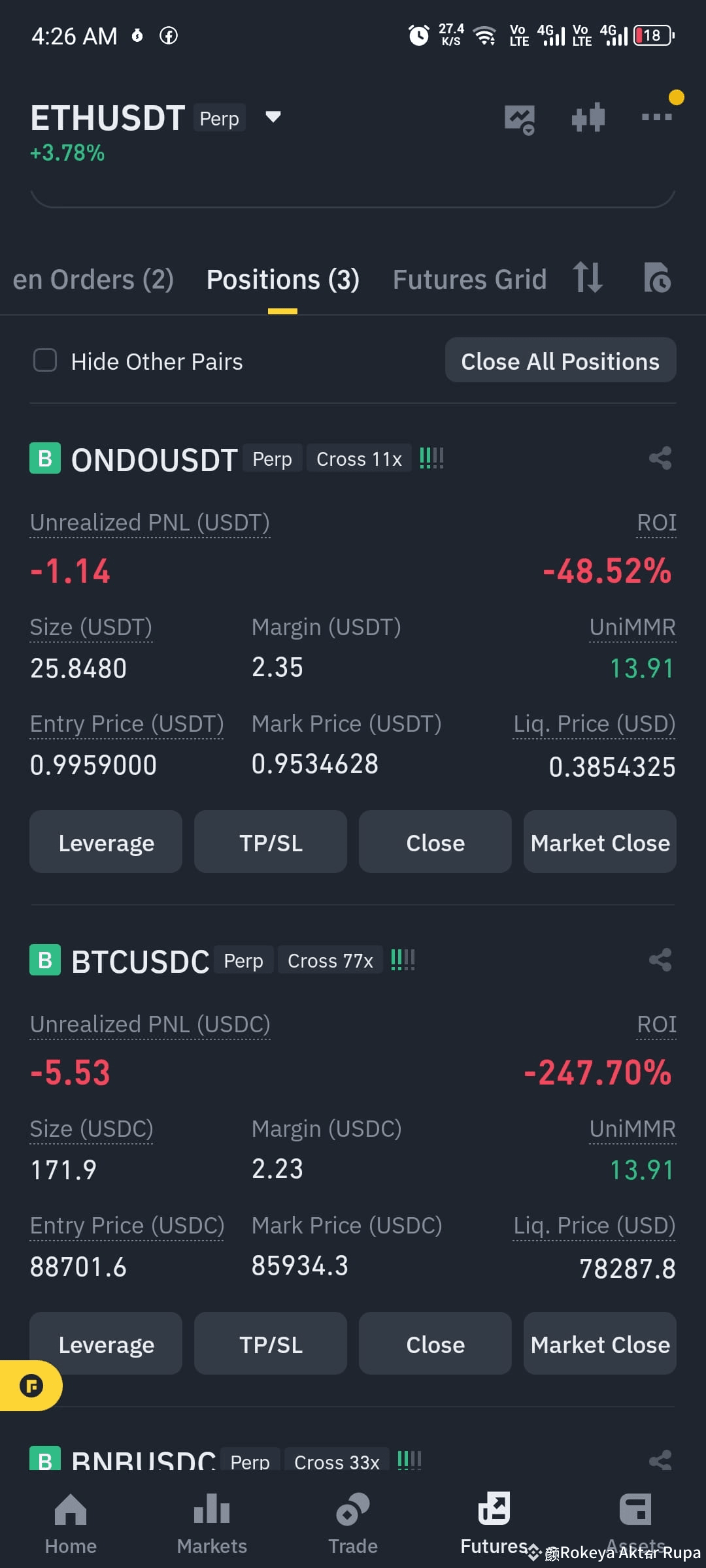 Hold Or Close ? 🥲 #BTC #ONDO $BTC $BNB $SOL | Rokeya Akter Rupa on Binance Square