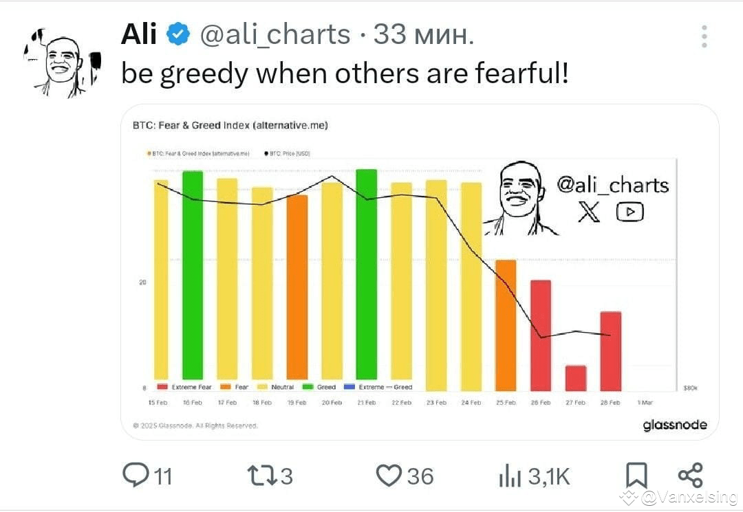 🤑 Ali Martinez, against the backdrop of the 'Fear and Greed ...