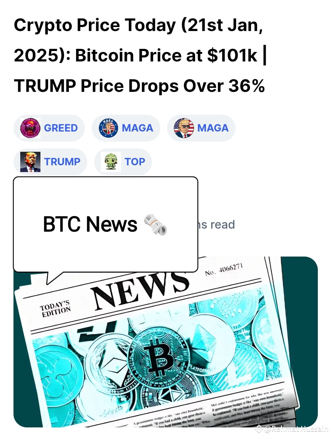 $BTC $TRUMP 🚀 Bitcoin Soars While TRUMP Tumbles: Crypto Ma | Rehmat ...