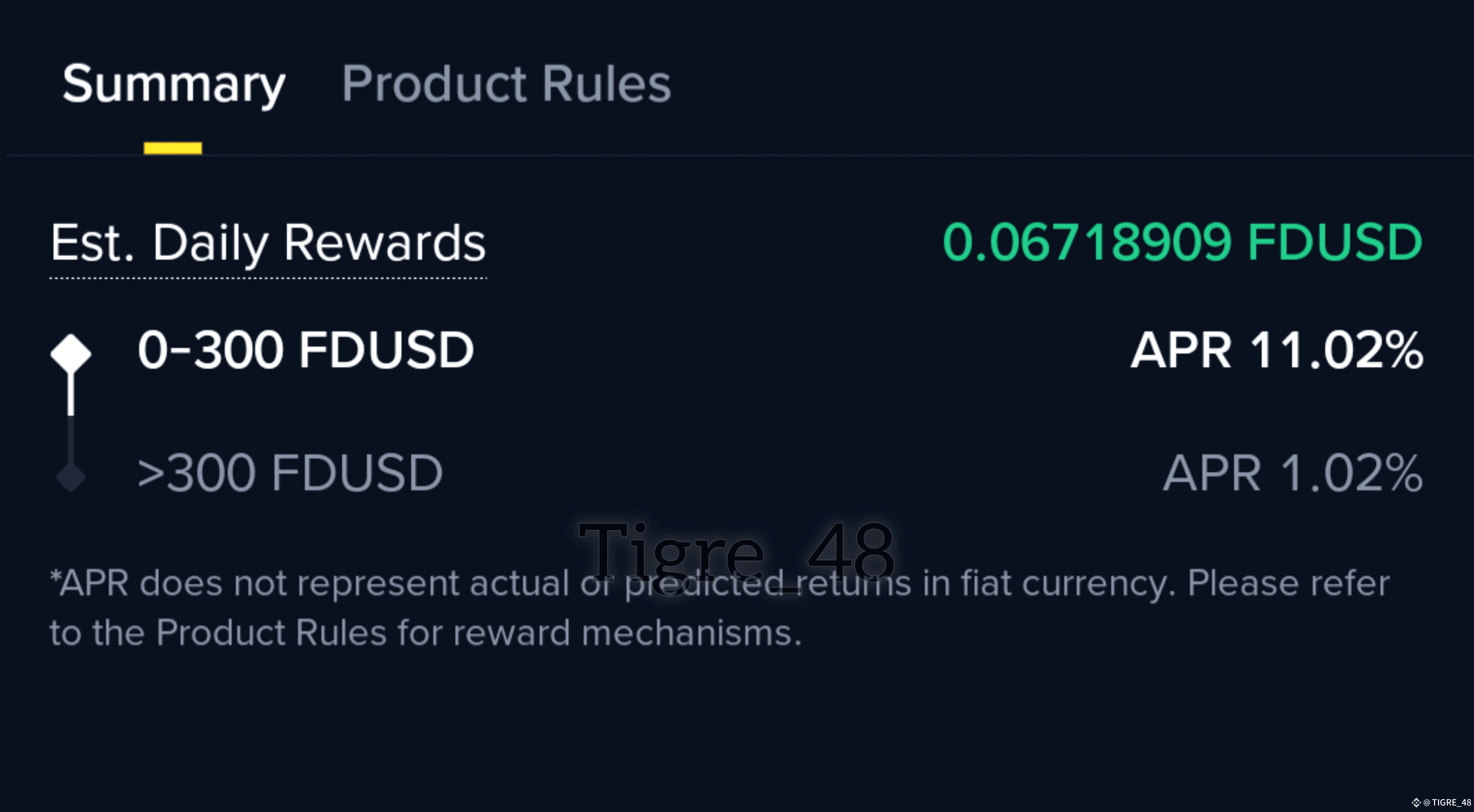 🔸 0-300 $FDUSD --- APR 11.02% 🔸 >300 $FDUSD --- APR | TIGRE_48 on ...