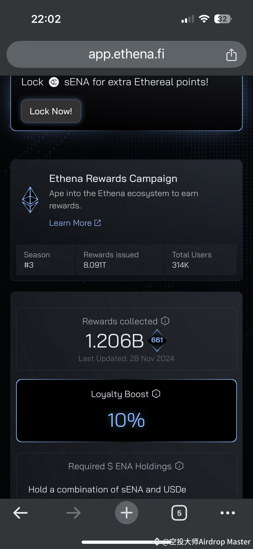 $ENA ENA Season 3 1026M points, how much ENA is worth? ? The | 空投大师 ...