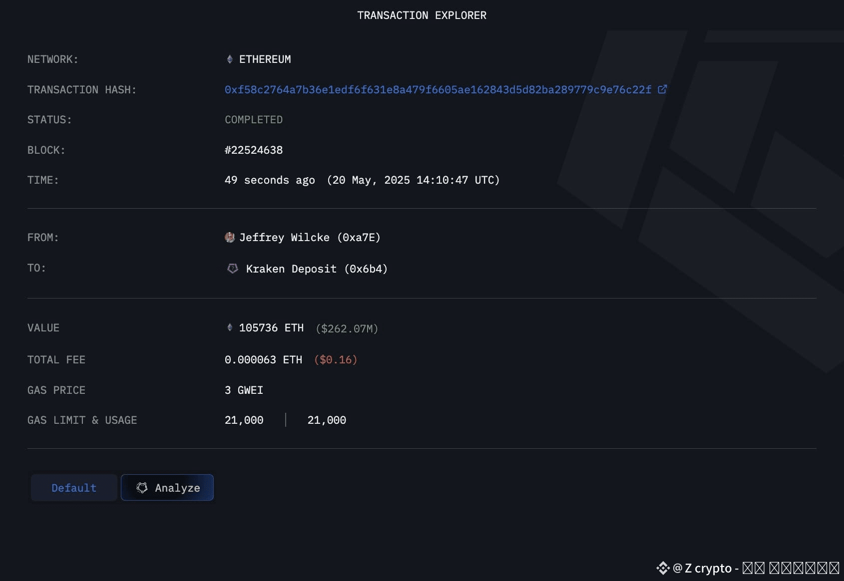 🚨 A Huge and Strange Transfer Ethereum co-founder Jeffrey | Z crypto - زي كريبتو on Binance Square