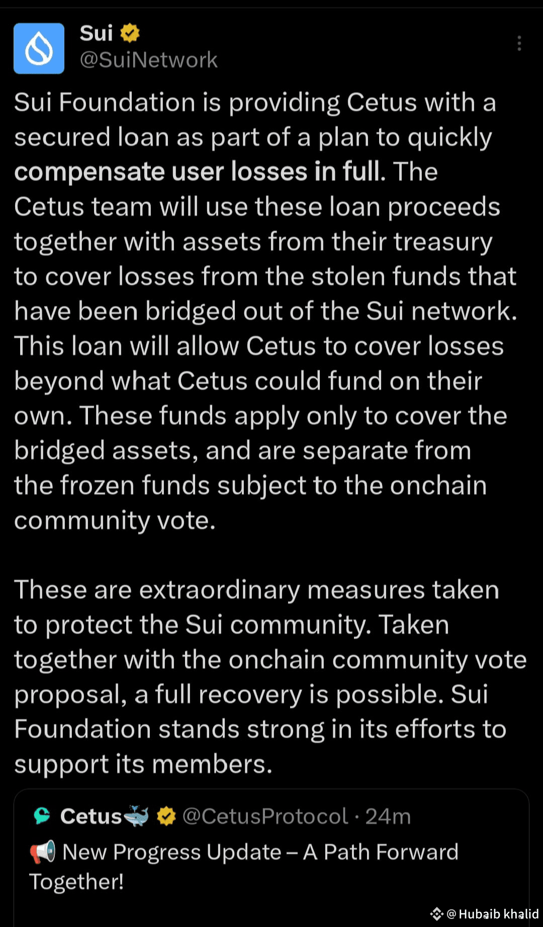 $CETUS | $SUI Progress Update: Moving Forward Together Fo | Hubaib khalid on Binance Square