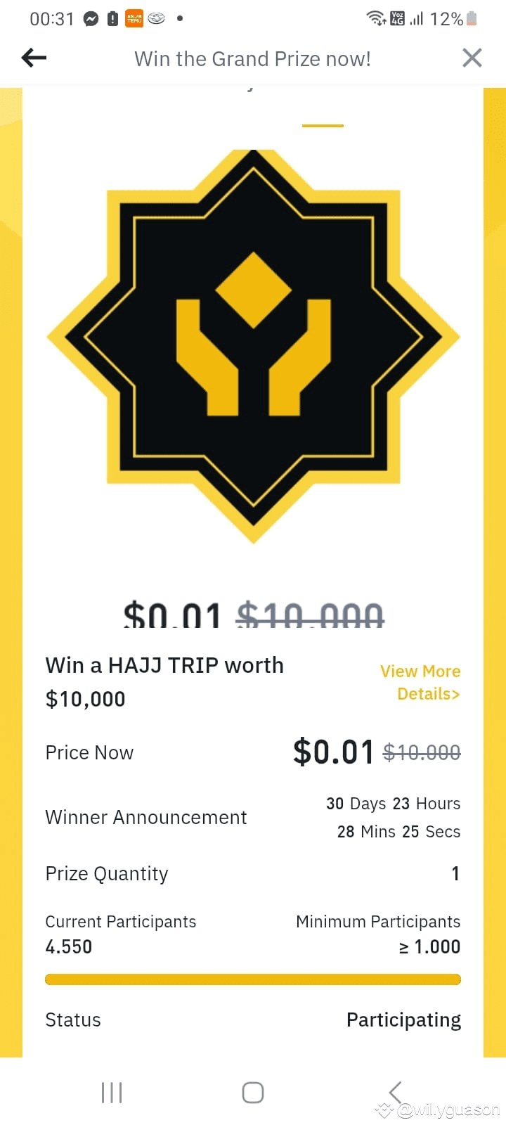 do you want to win 10,000 dollars it is completely free you | willyguason on Binance Square