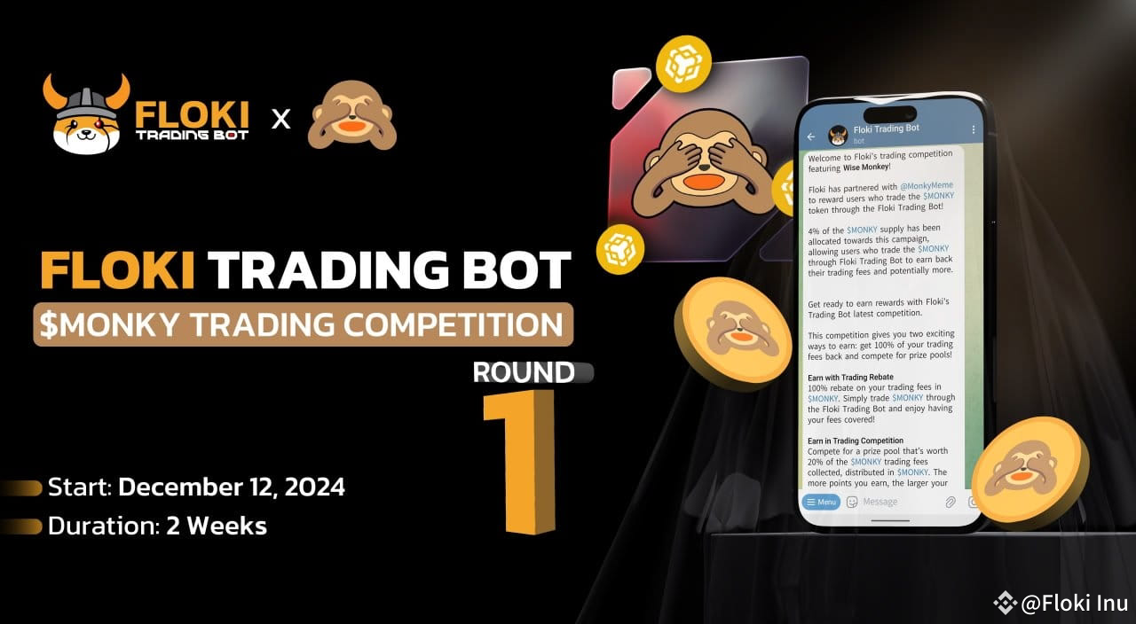$FLOKI x $MONKY Trading Competition ROUND 1 Has Started! 4% | Floki Inu on Binance Square