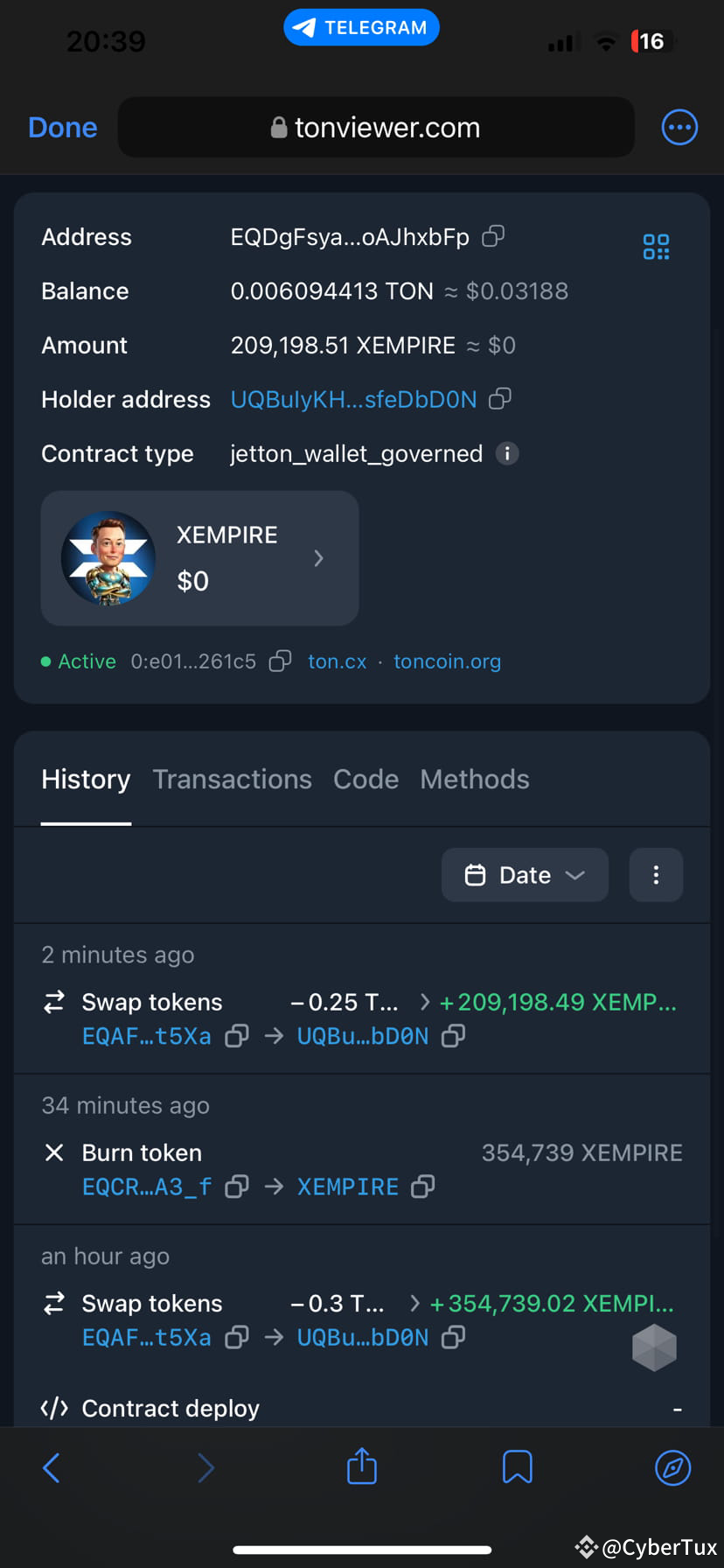 Stay away from TON Network. XEMPIRE launched on dedust swap | CyberTux ...