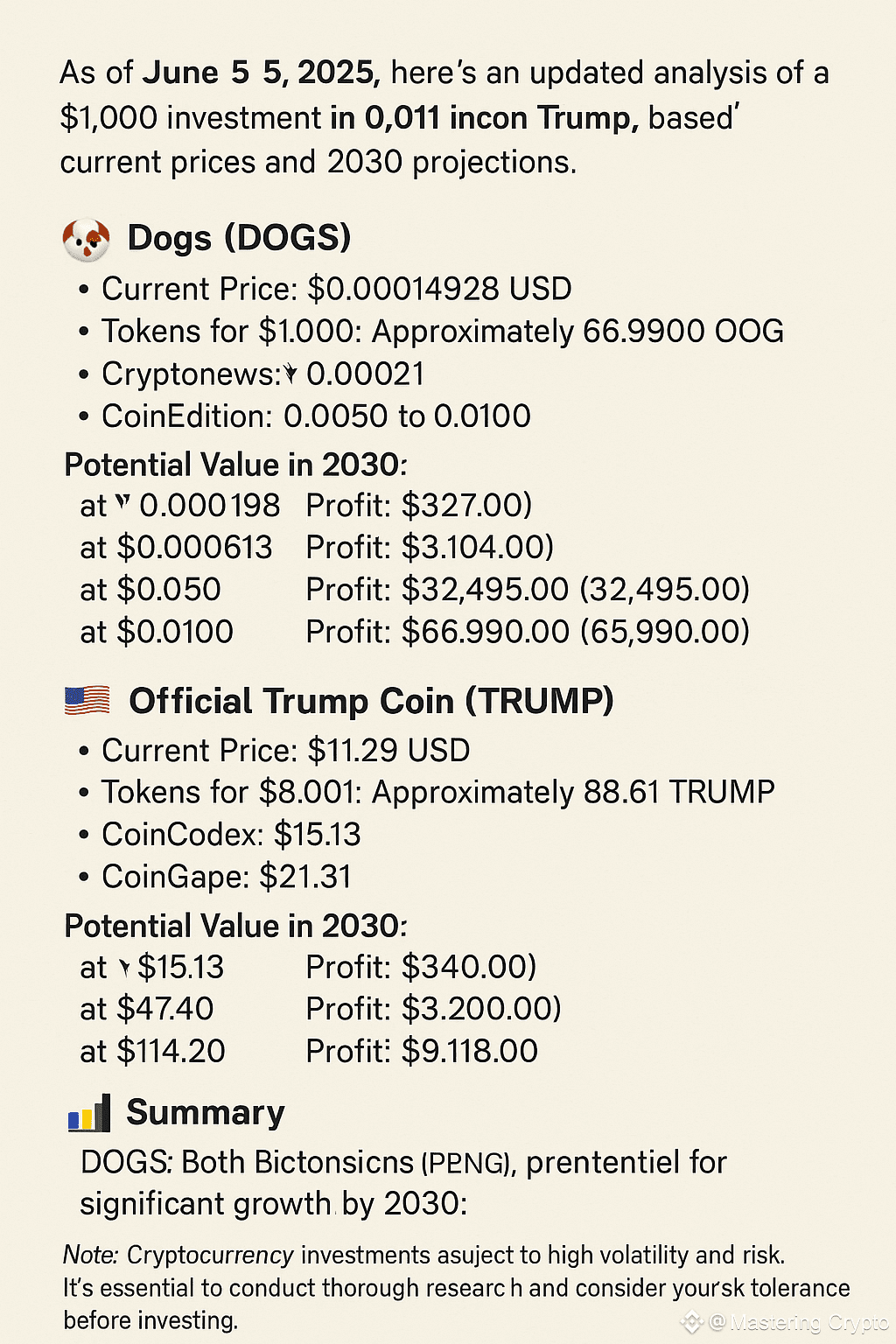 What If You Invested $1000 in $DOGS and $TRUMP Today and C | Mastering ...