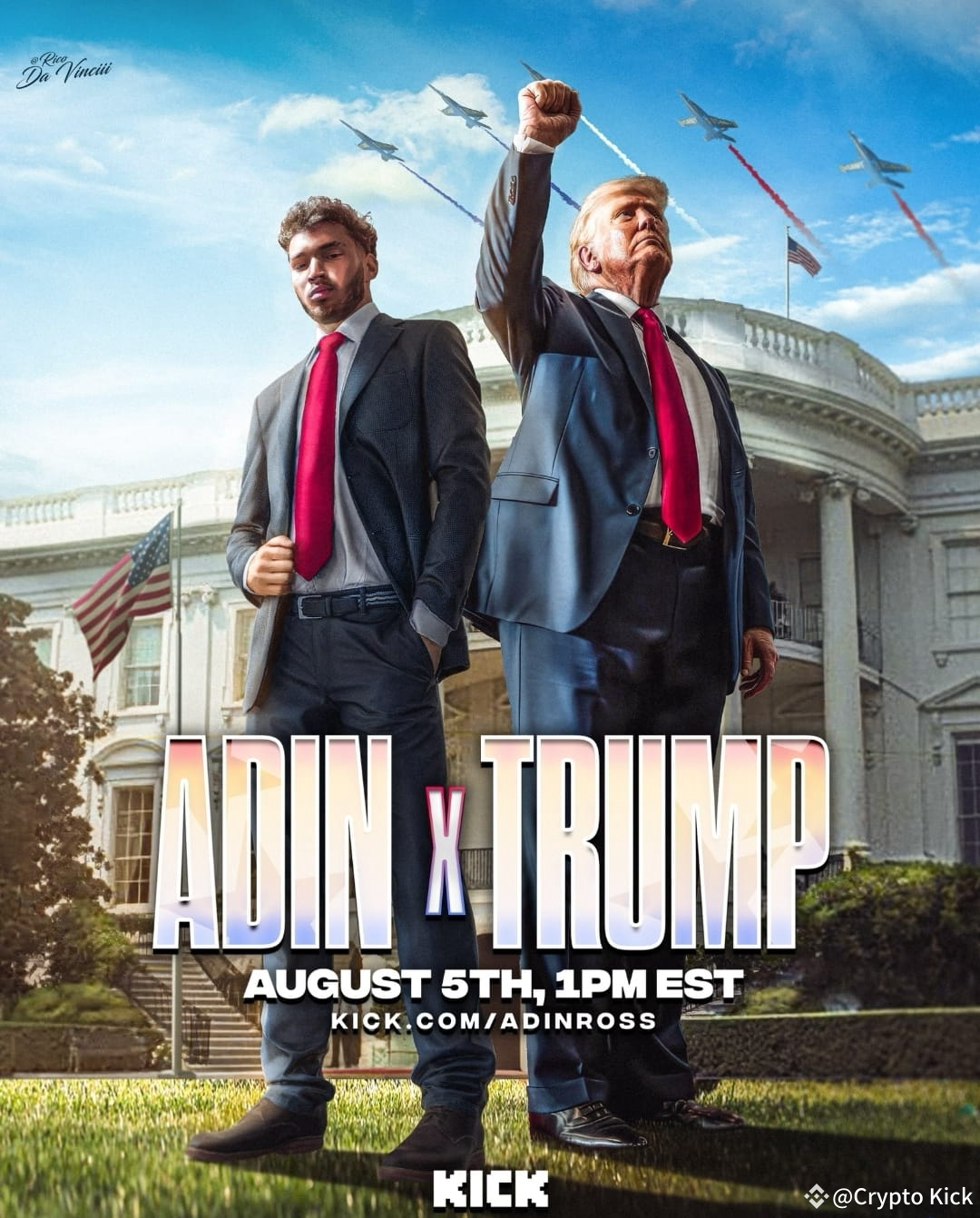 Adin Ross X Donald Trump Live Streem today August 5th | CRYPTO KICK on ...