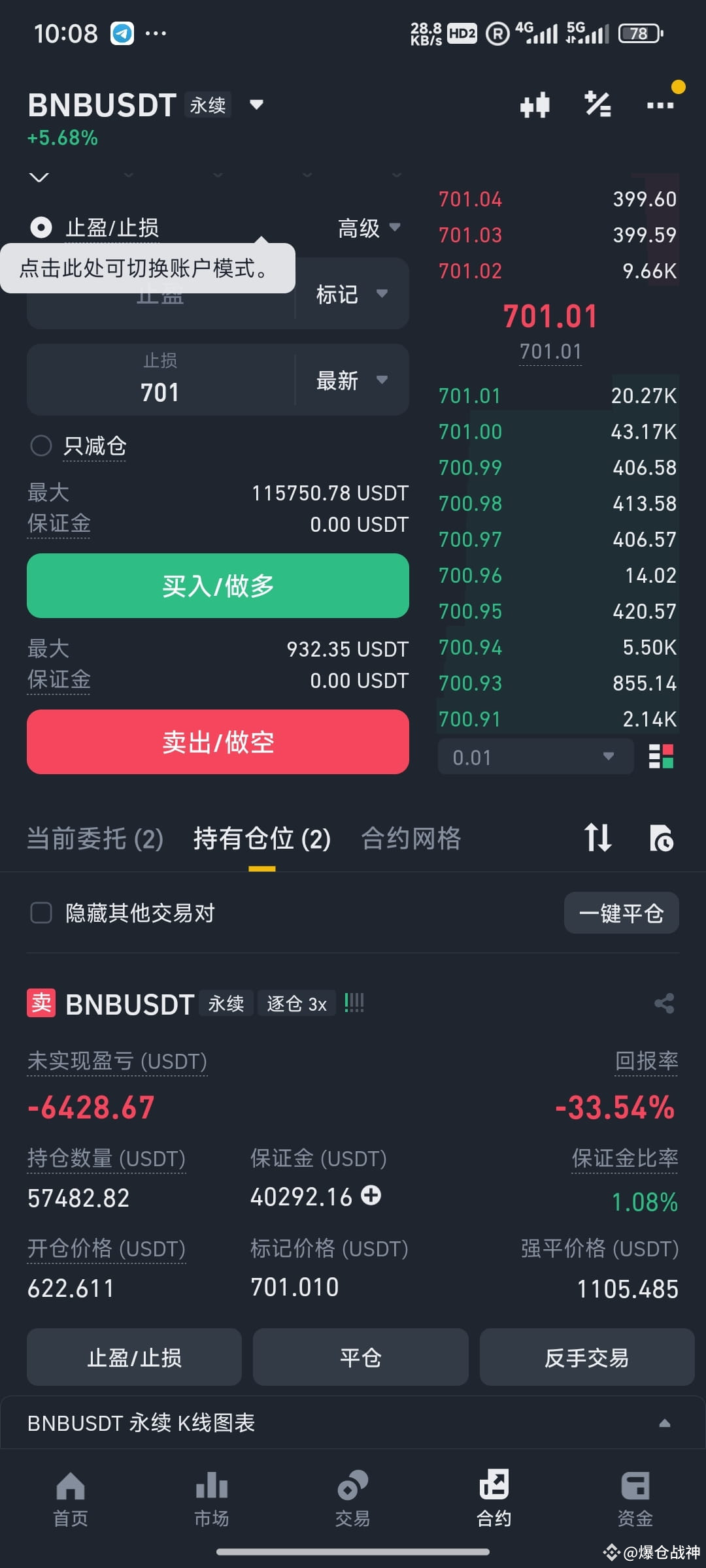 $BNB Although it is a hedge, I am too greedy. I am used to | 爆仓战神 on ...