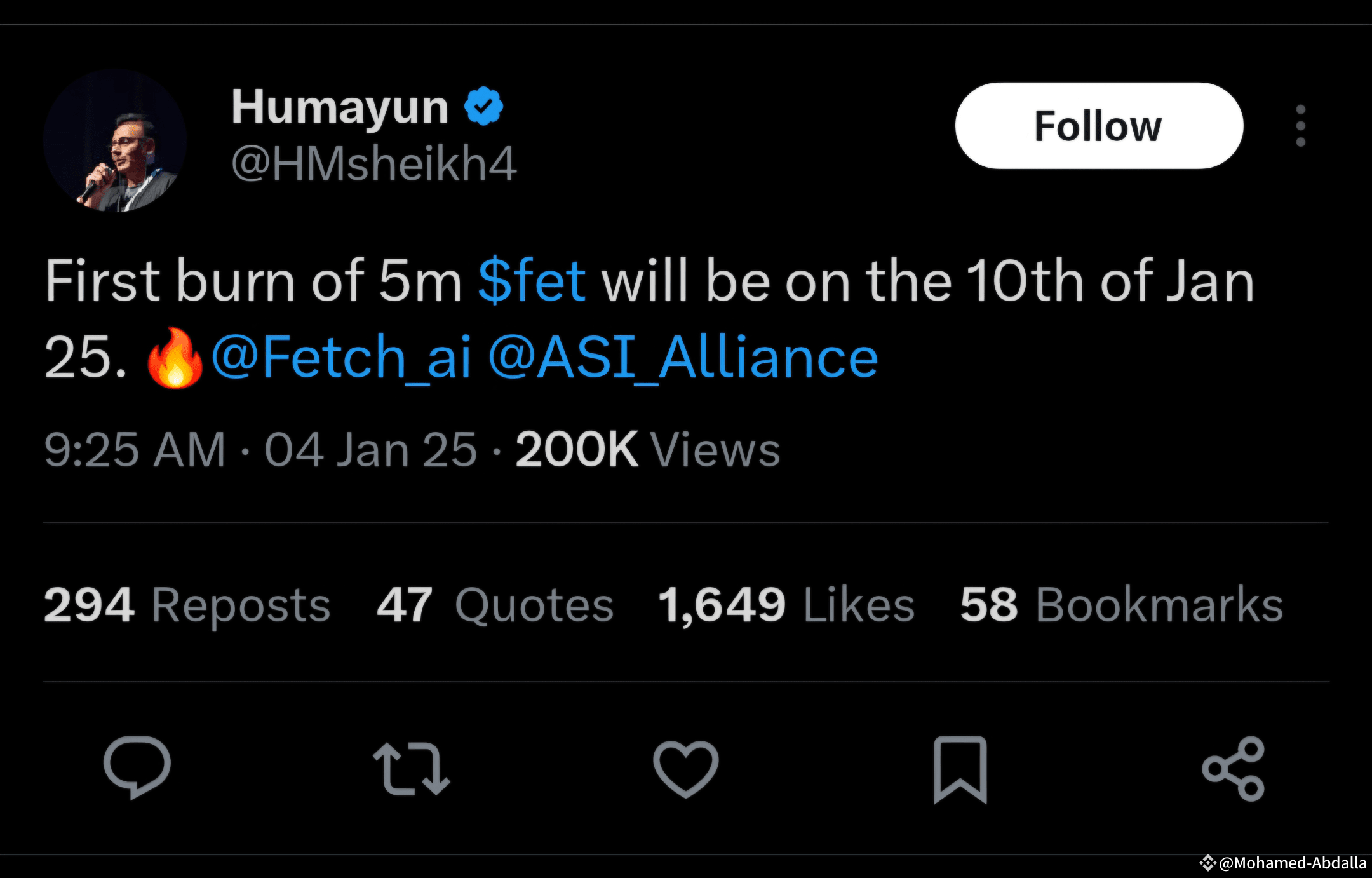 FET Token Burn Alert! Fetch.ai, in collaboration with the As | Mohamed ...