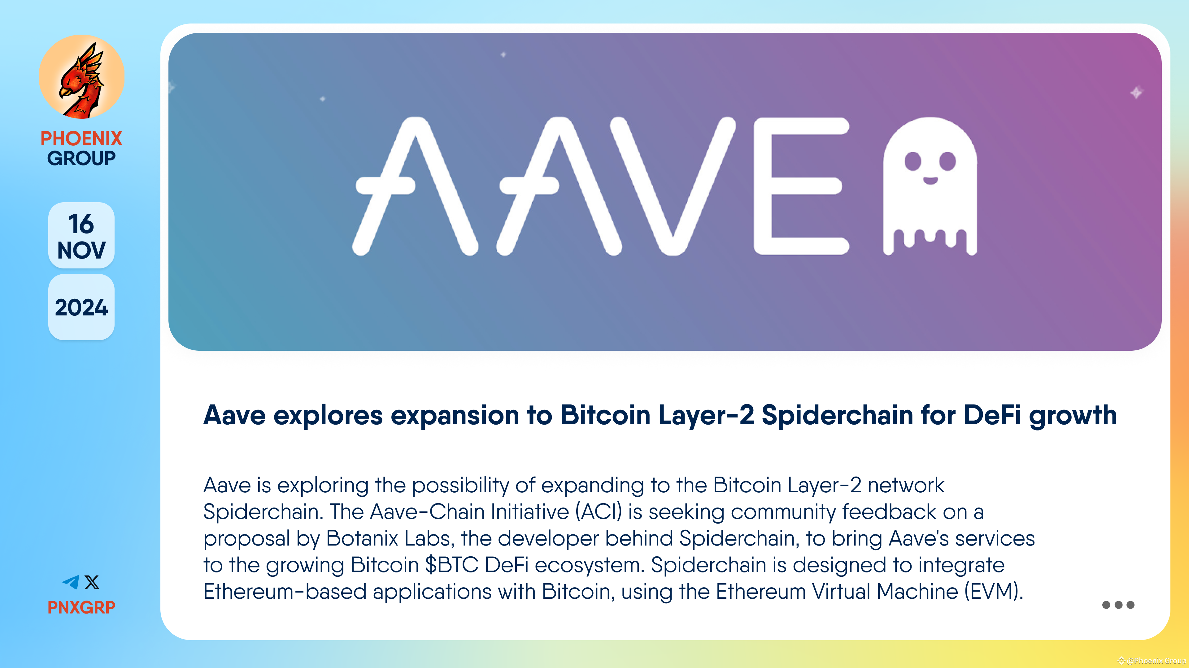 Aave explores expansion to Bitcoin Layer-2 Spiderchain for D | Phoenix Group on Binance Square