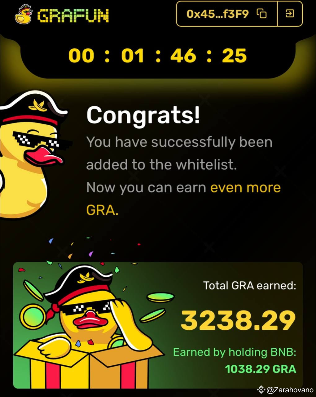 One hour left: https://gra.fun/?ref=9uYfWsI3JnP7fbr0wygZfCmf ...