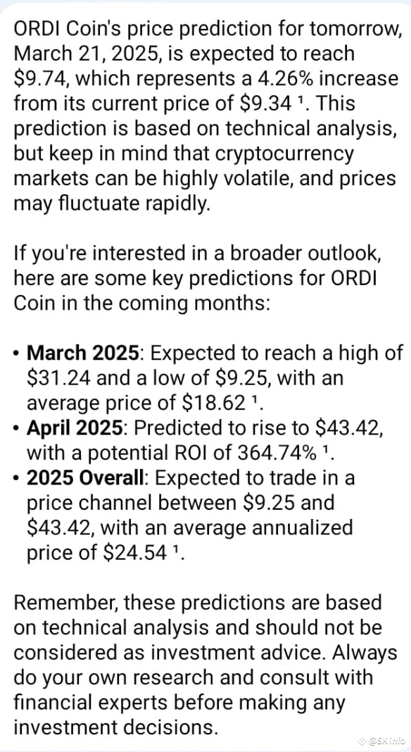 $ORDI ORDI Coin Price Prediction | SK info on Binance Square