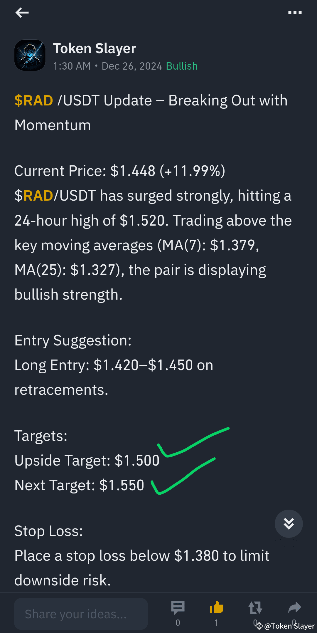 $RAD - Signal provided 19 hours before approximately it hitt | Token ...