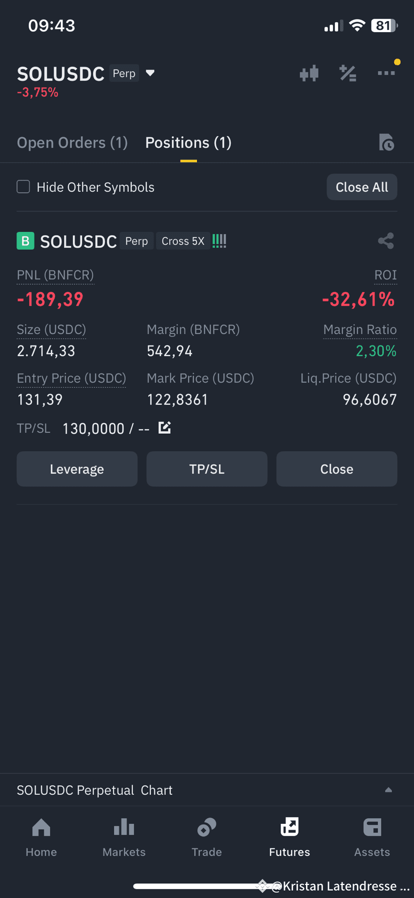 #solana $SOL Guys hold or close please ? | Kristan Latendresse bpFd on ...