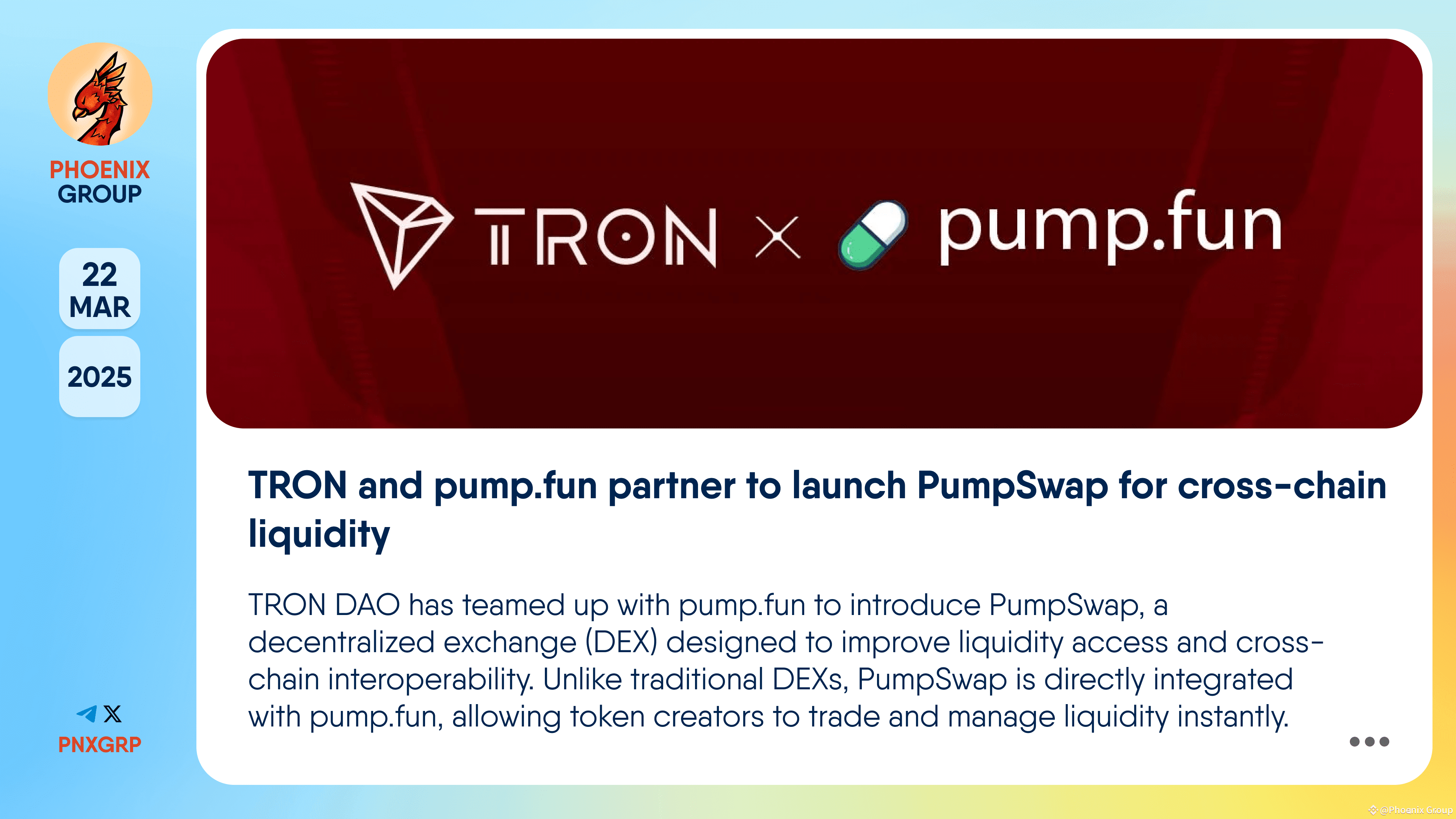 TRON and pump.fun partner to launch PumpSwap for cross-chain | Phoenix Group on Binance Square