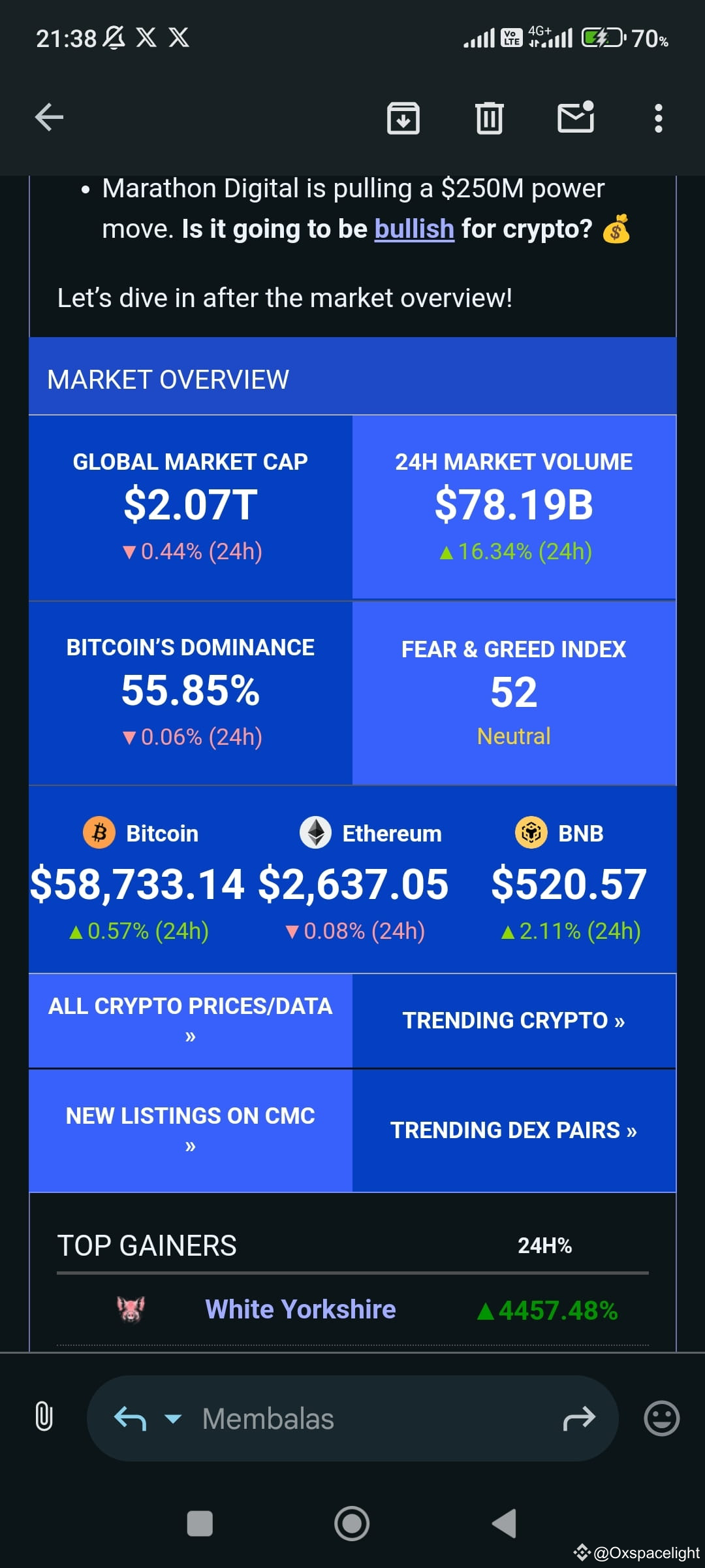 CMC SPOTLIGHT Agust 13 2024 Crypto’s having mood swings aga | Oxspacelight on Binance Square