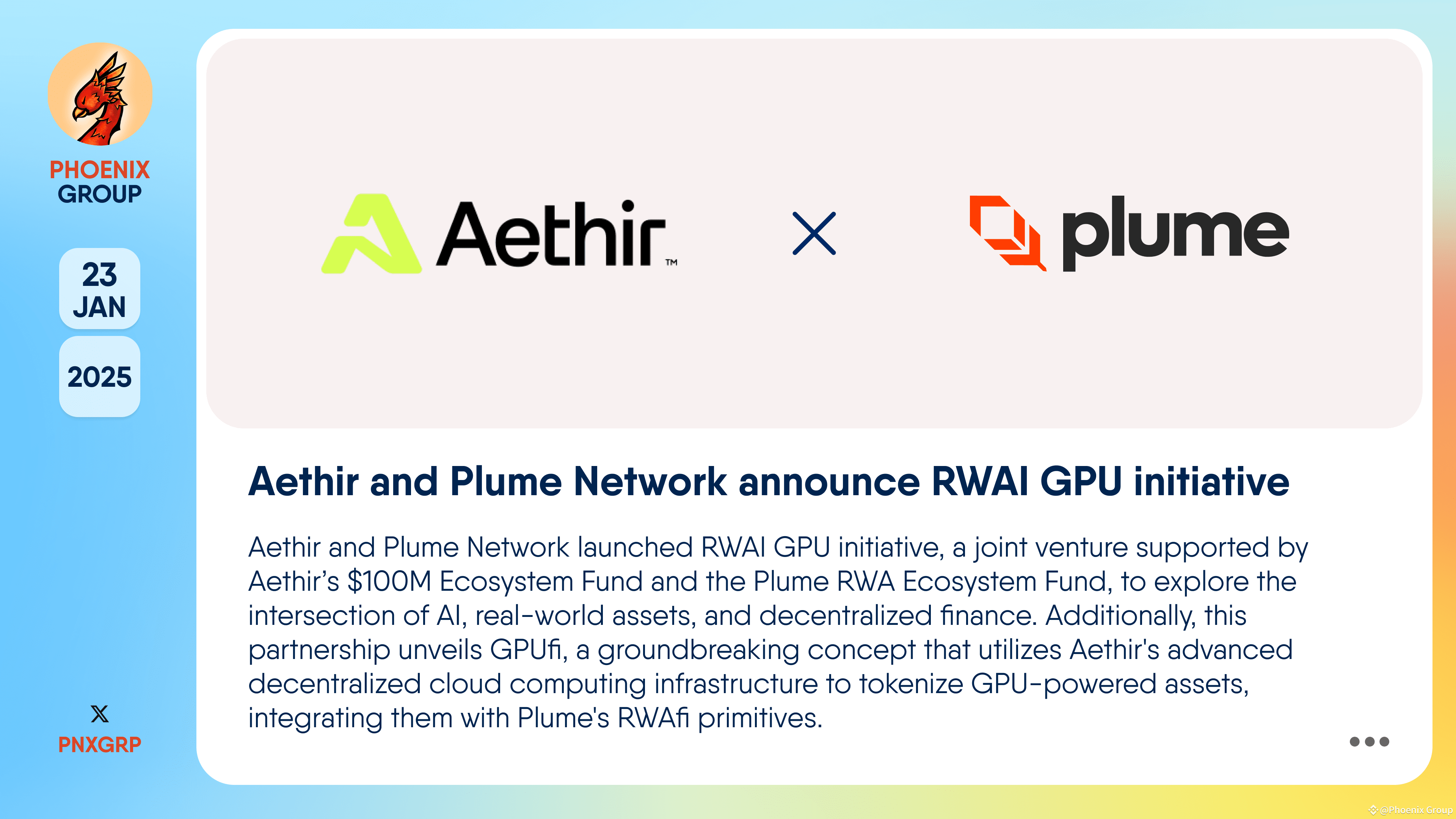 Aethir and Plume Network announce RWAI GPU initiative #Aet | Phoenix Group on Binance Square