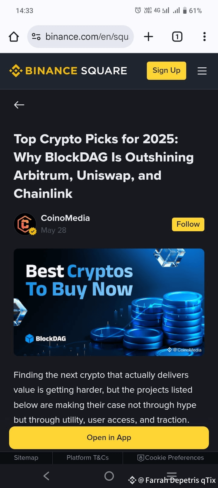 Principais Escolhas de Cripto para 2025: Por Que o BlockDAG | Farrah Depetris qTix no Binance Square