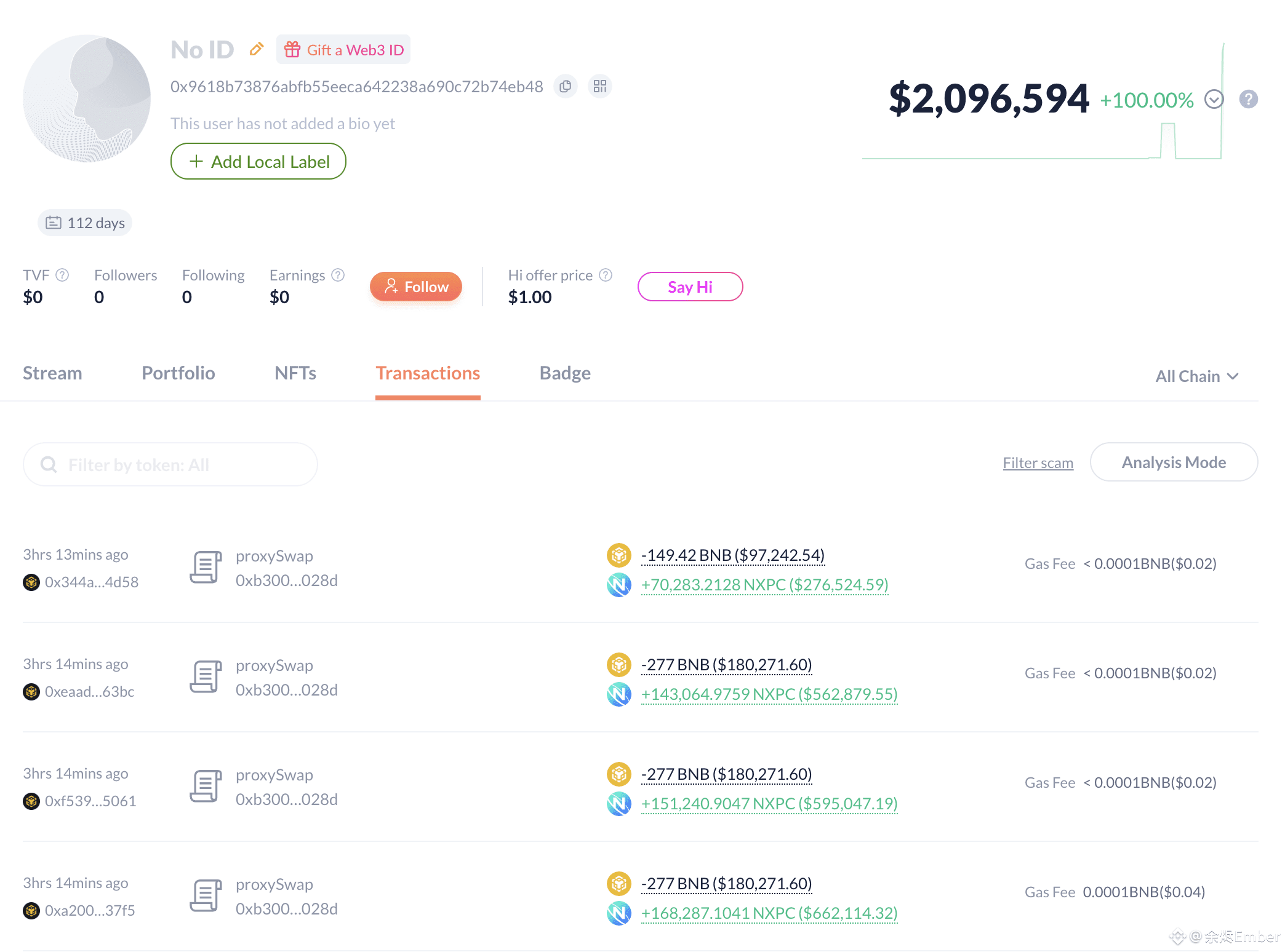 A smart money whale bought 1.136 million $NXPC at a price of | 余烬Ember ...