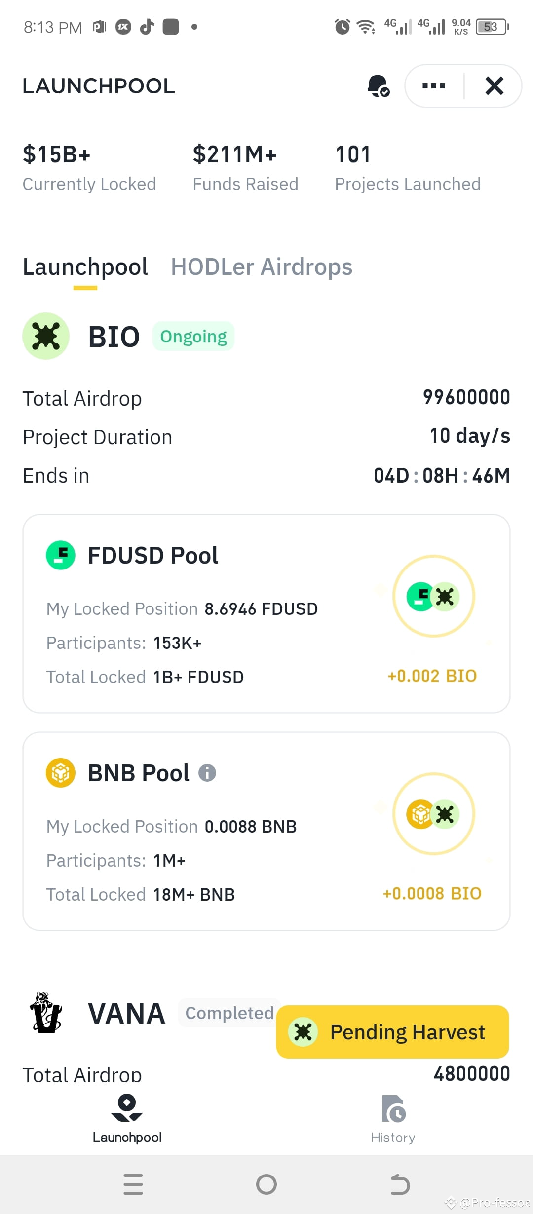 BIO earnings I have locked up FDUSD & BNB | Pro-fessor on Binance Square