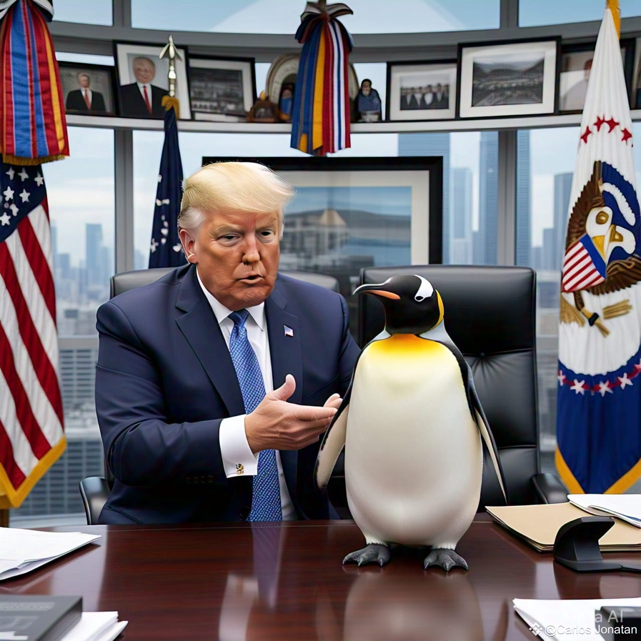Donald Trump explaining to the penguins why he also imposed | Carlos ...