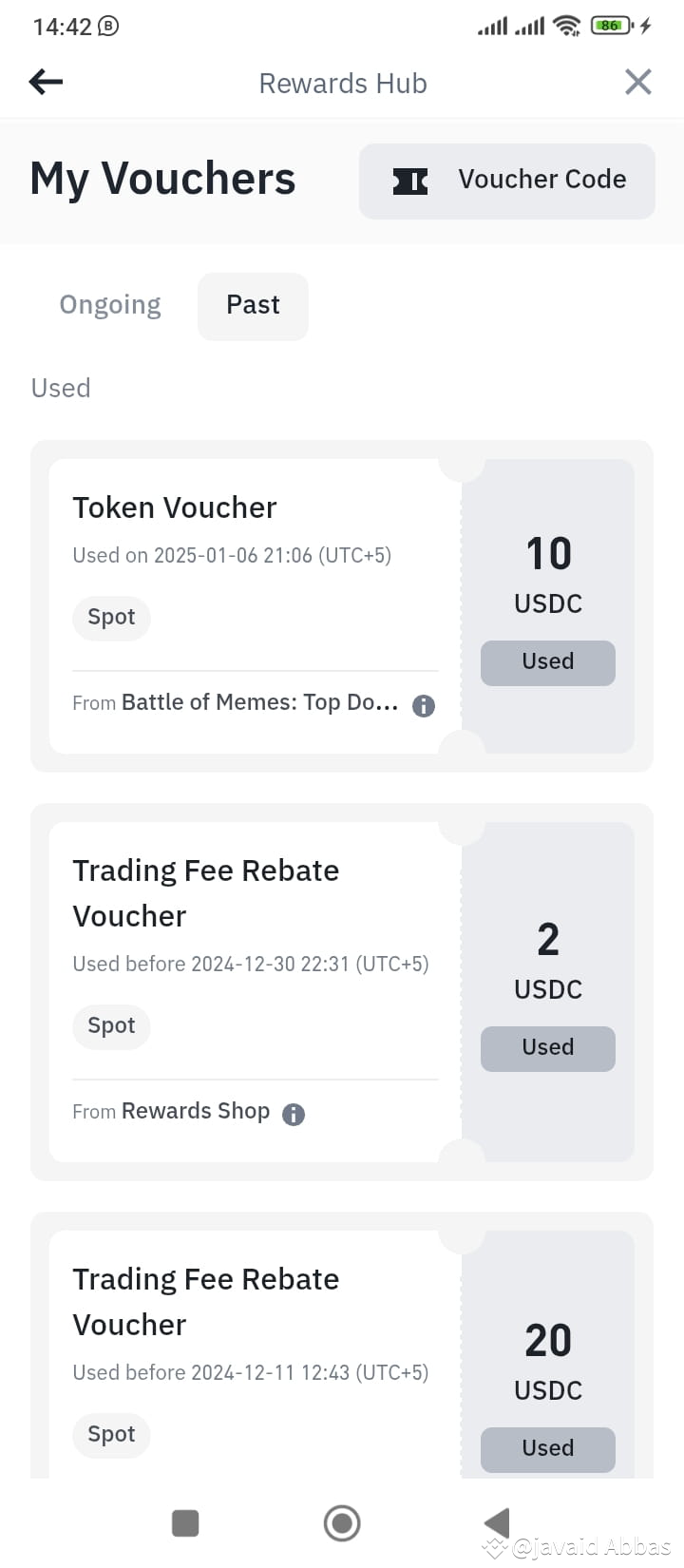 $USDC received a token voucher of worth 10 USDC thanks bina | javaid Abbas on Binance Square