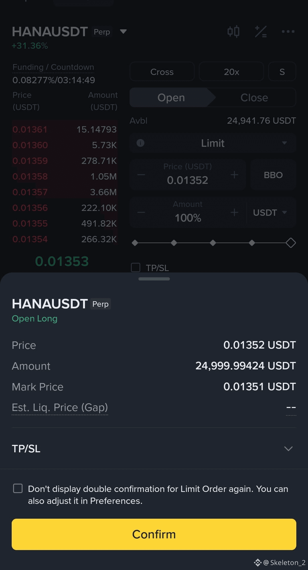 Just opened a 25k Worth of long position on $HANA $HANA is | Skeleton_2 ...
