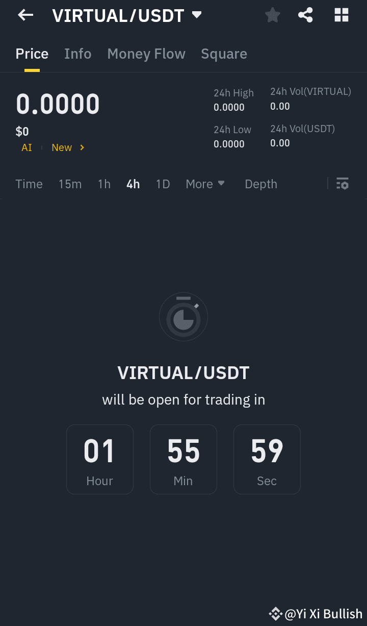 🚀 $VIRTUAL /USDT – Just 1:55 Hours Away from Liftoff! Get R | Yi Xi Bullish on Binance Square