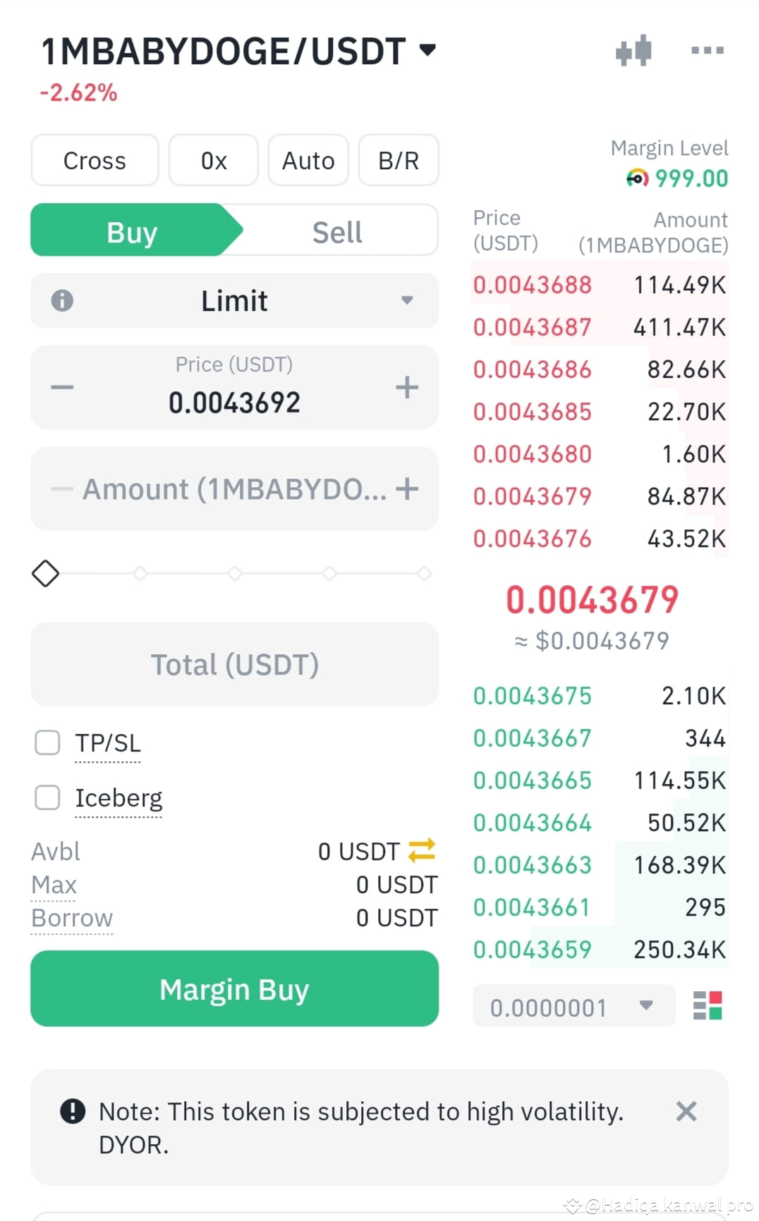 The $1MBABYDOGE /USDT pair on Binance's Margin trading curre | Hadiqa Crypto Master on Binance ...
