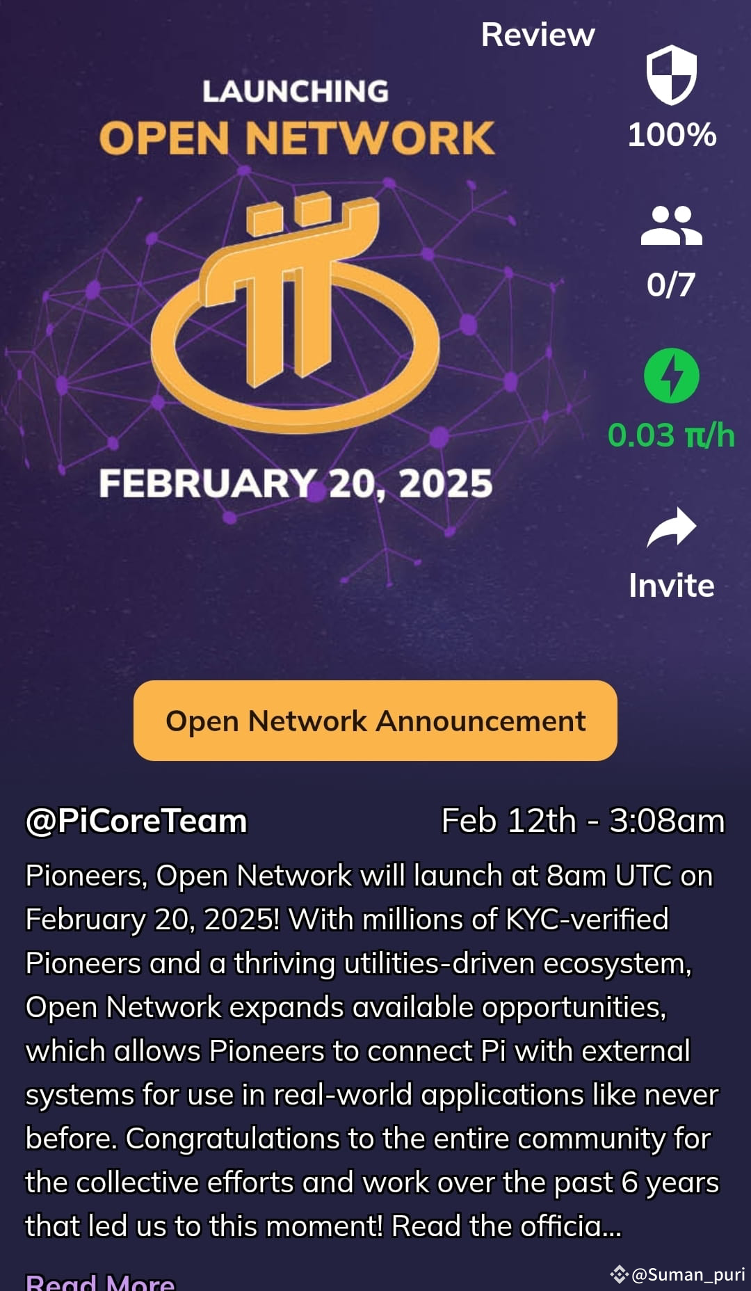 Pi lunch date update | Suman_puri on Binance Square
