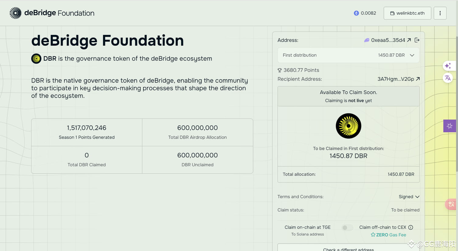 To receive the debridge airdrop, please submit the exchange' | GG鹿海阳 on ...