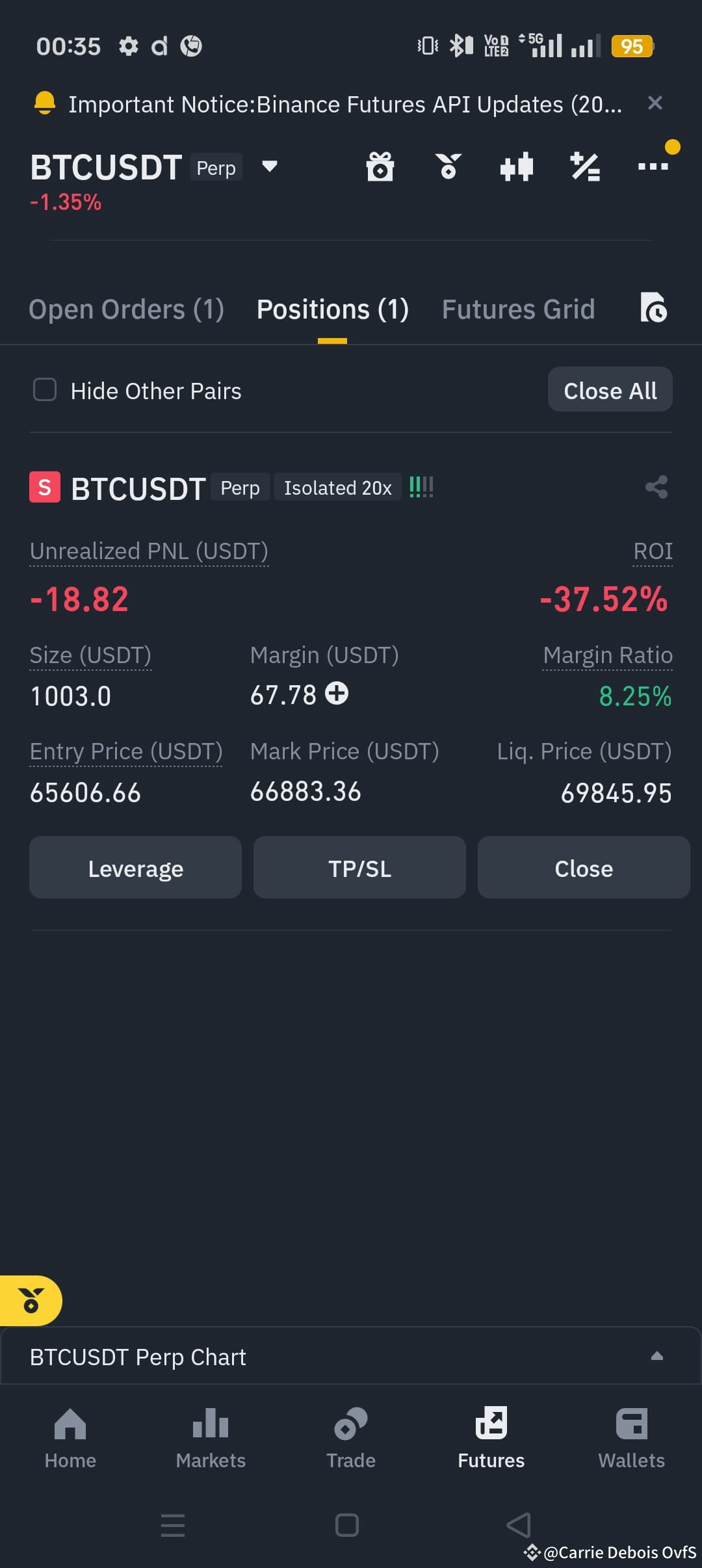 pls update what should i do hodle or close ??? | Carrie Debois OvfS on ...