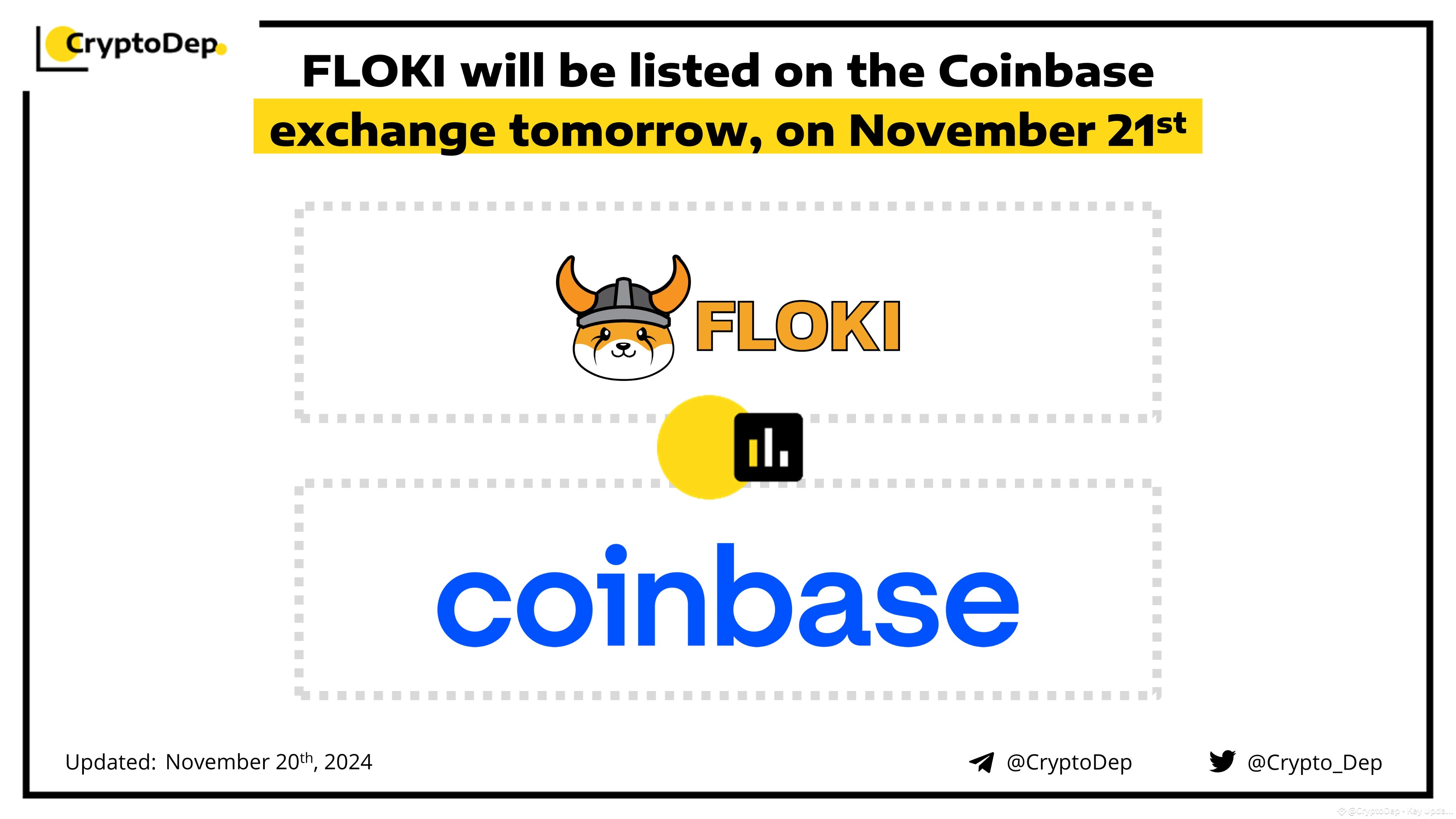 ⚡️ @RealFlokiInu $FLOKI will be listed on the @Coinbase exch ...