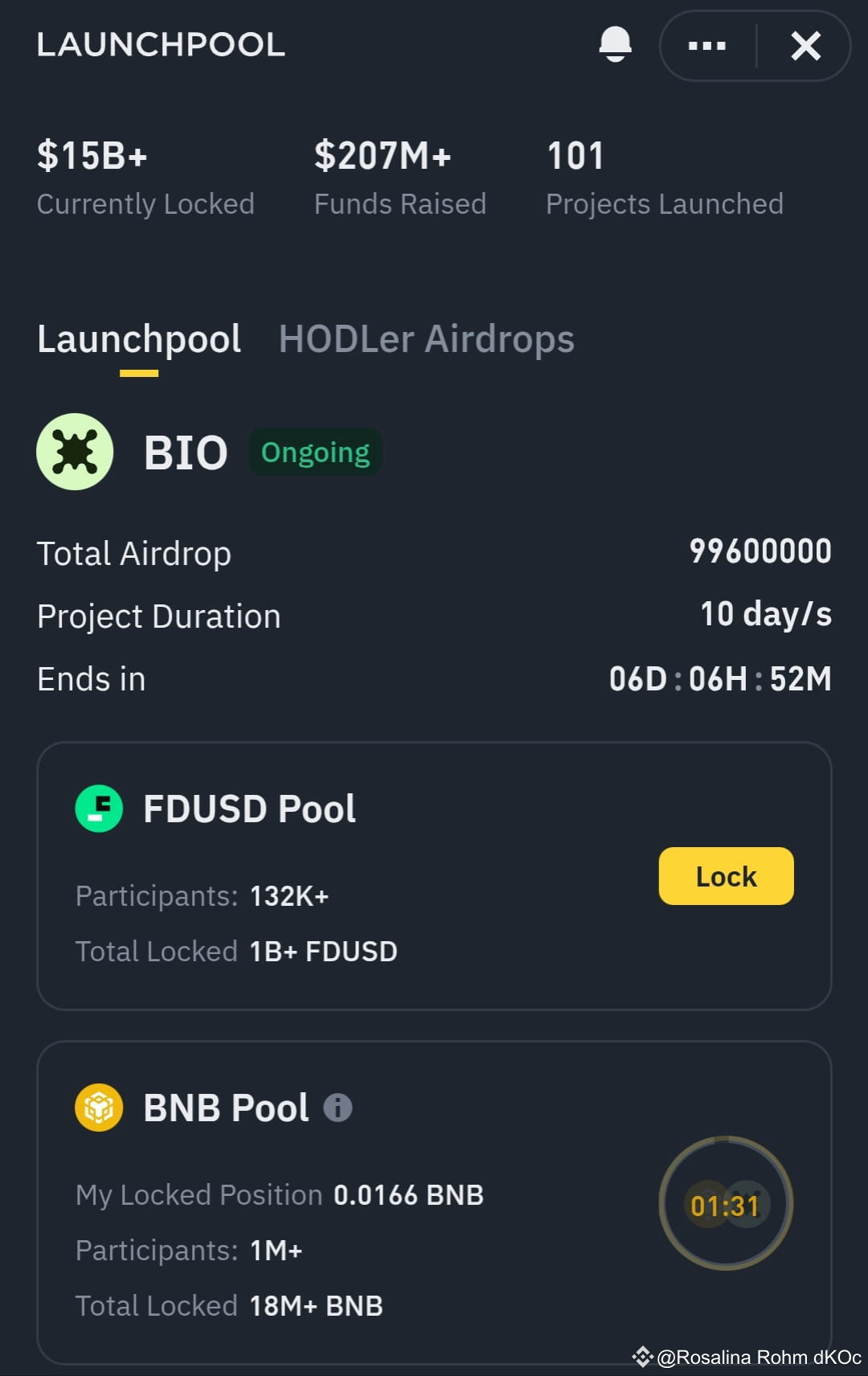 $BIO LAUNCHPOOL!! Go to the launchpool section and Lock you | Rosalina ...