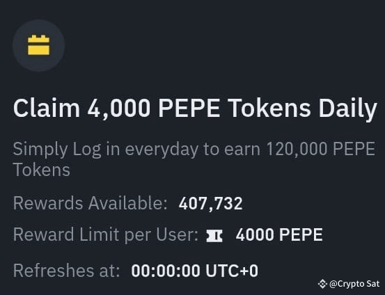 Claim 4,000 PEPE Tokens Daily—Don’t Miss Out! Binance has a | Crypto Sat on Binance Square