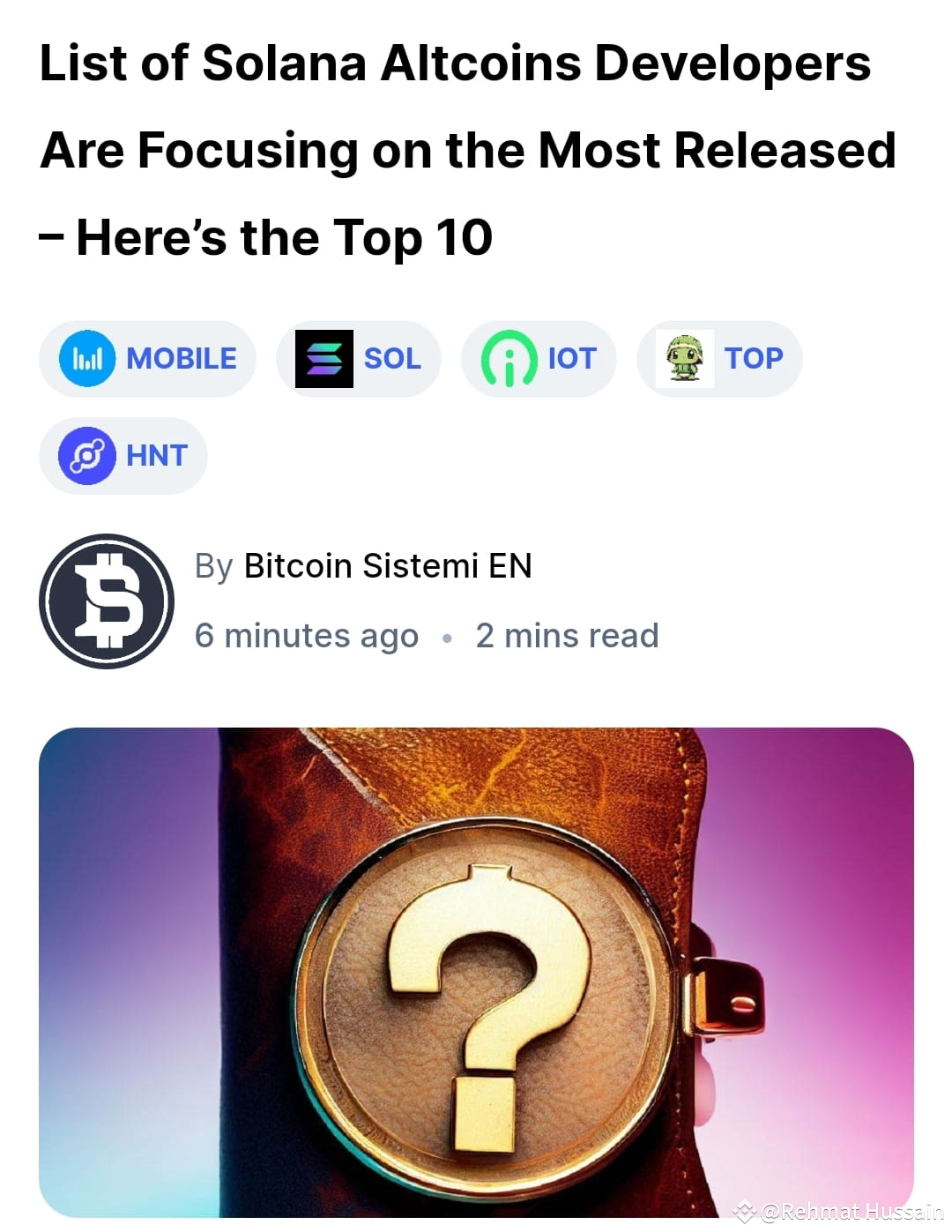 Top 10 Solana Altcoins Developers Are Buzzing About! 🚀 San | Rehmat ...