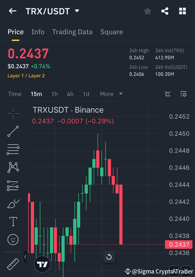 $TRX /USDT Short trade setup🚨🔥📊💯 📌Support: 0.2406 USDT | Sigma Crypto Trader on Binance Square