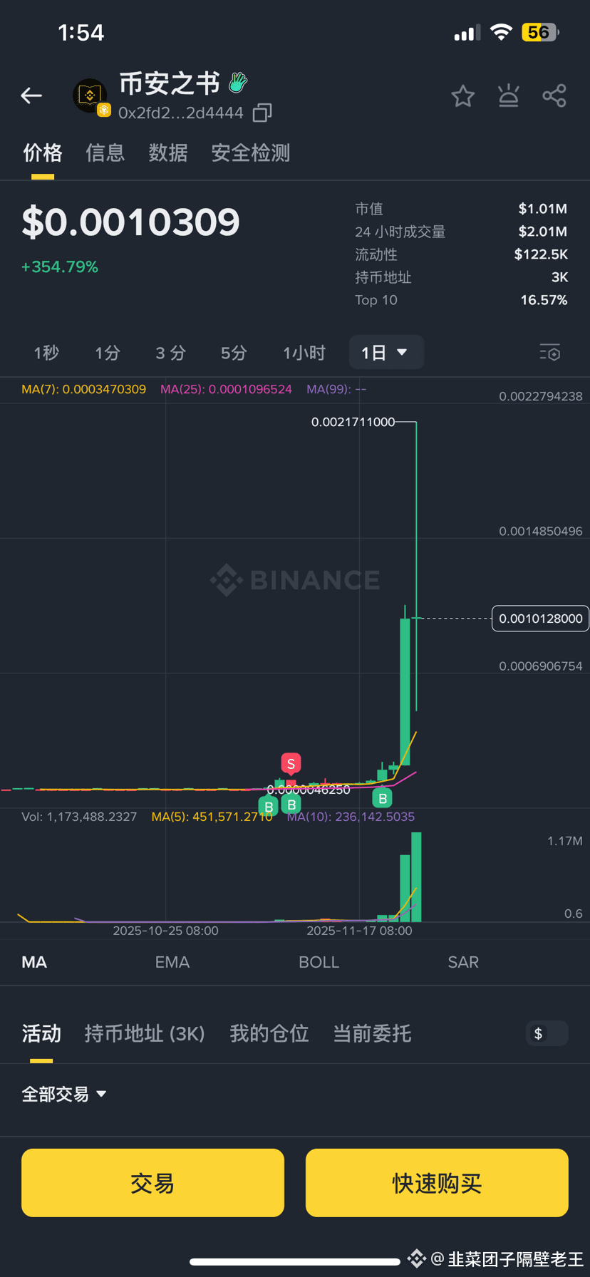 The Binance Book has increased tenfold since yesterday's | 韭菜团子隔壁老王 on ...