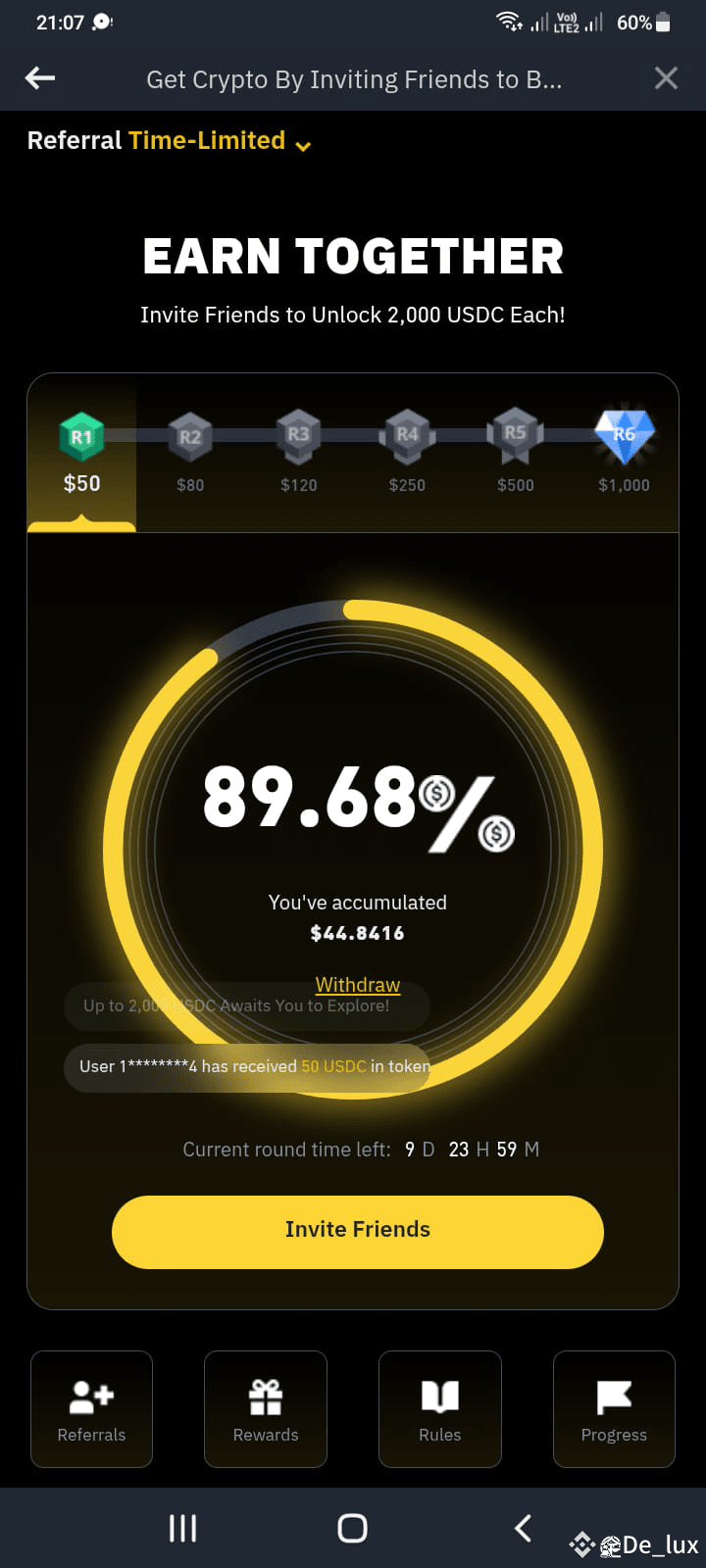 🎁🎁claim 50 USDC here,9 days remaining🎁🎁 $USDC #Referra | De_lux on Binance Square