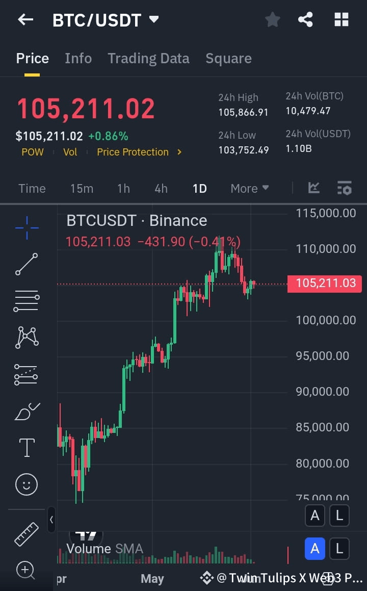 🚨 $BTC Consolidating Above $105K – Next Move Loading? Bit | Twin Tulips X Web3 Protocol on ...