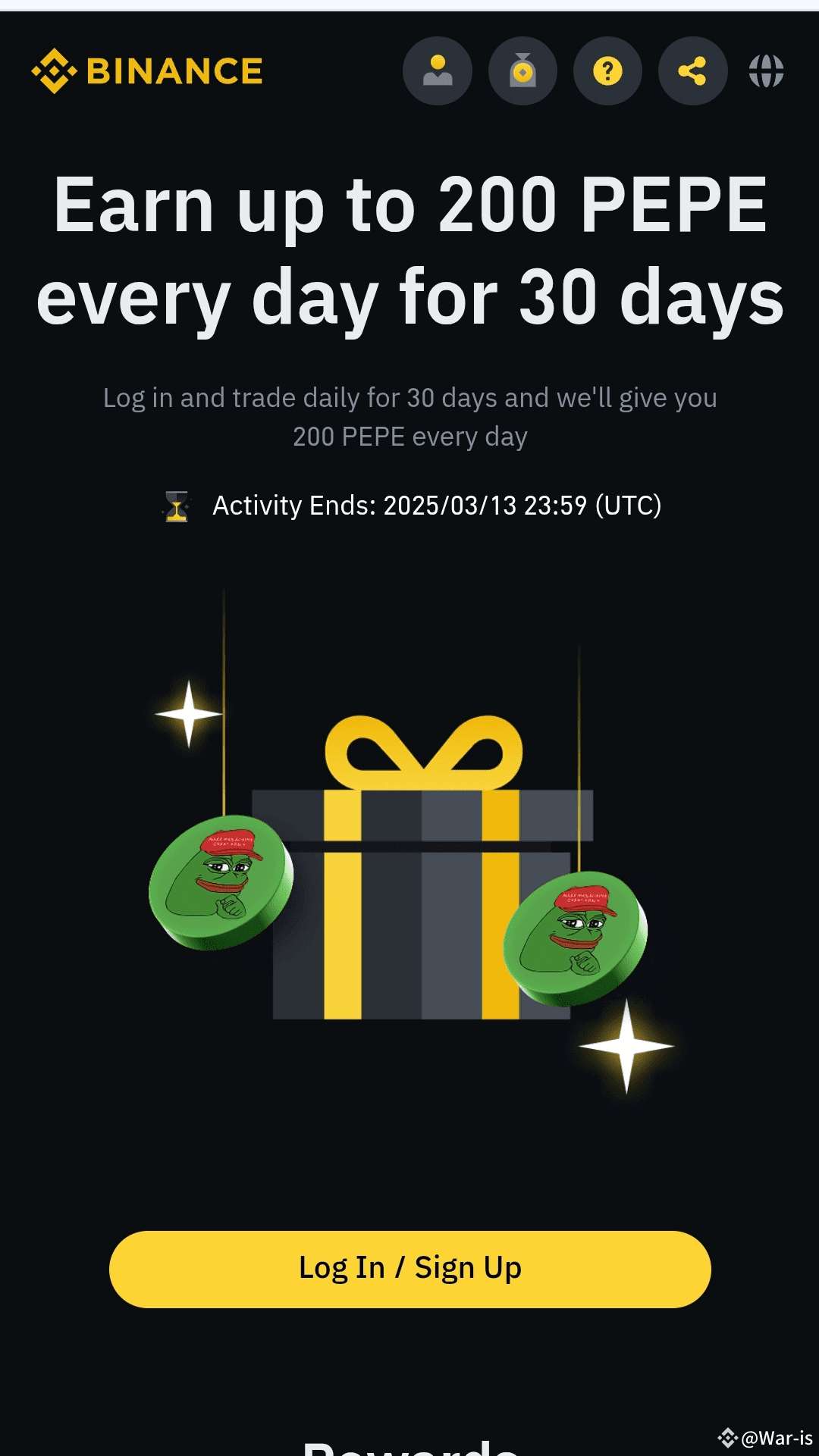 100 $PEPE coins FREE Voucher Claim yours Free 🎁 now by jus | War-is on ...