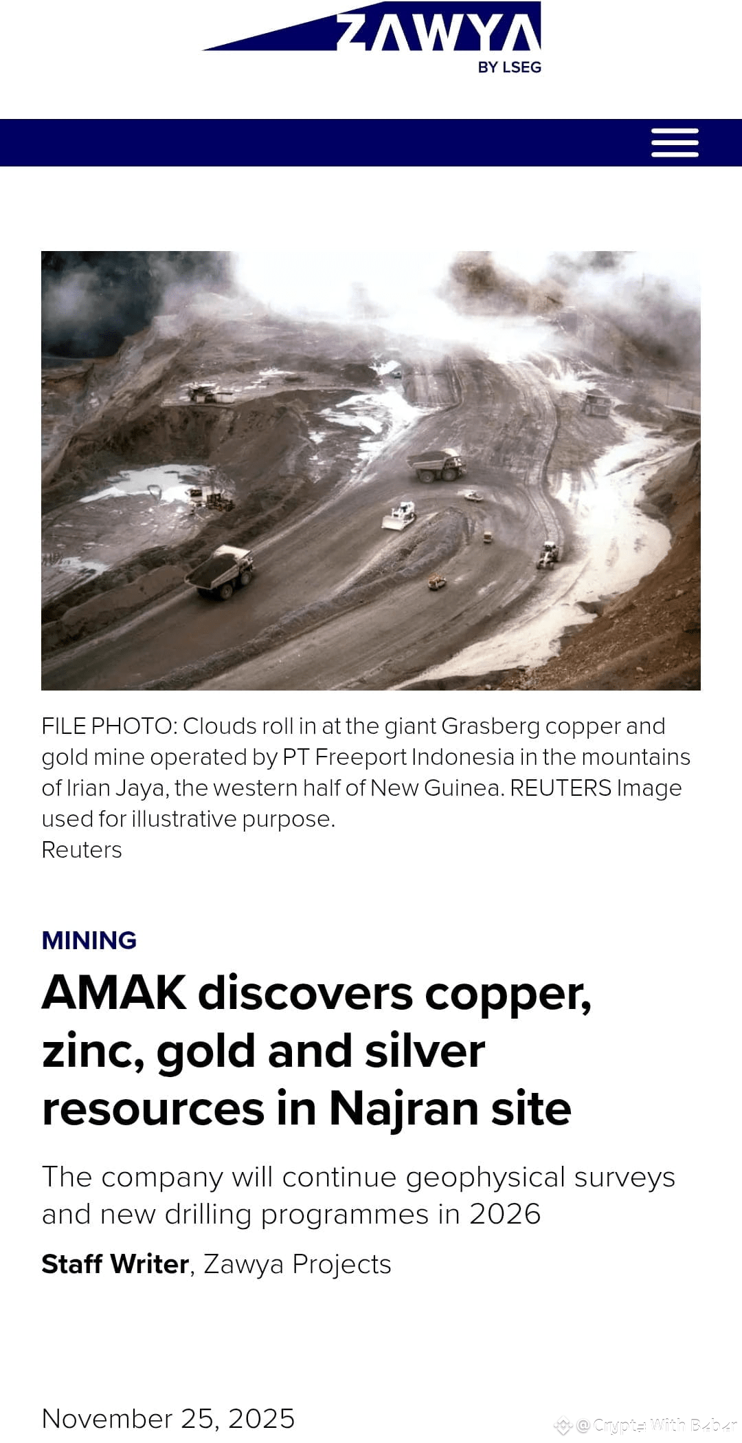 Saudi miner Almasane Alkobra Mining Company (AMAK) reports a | Crypto ...