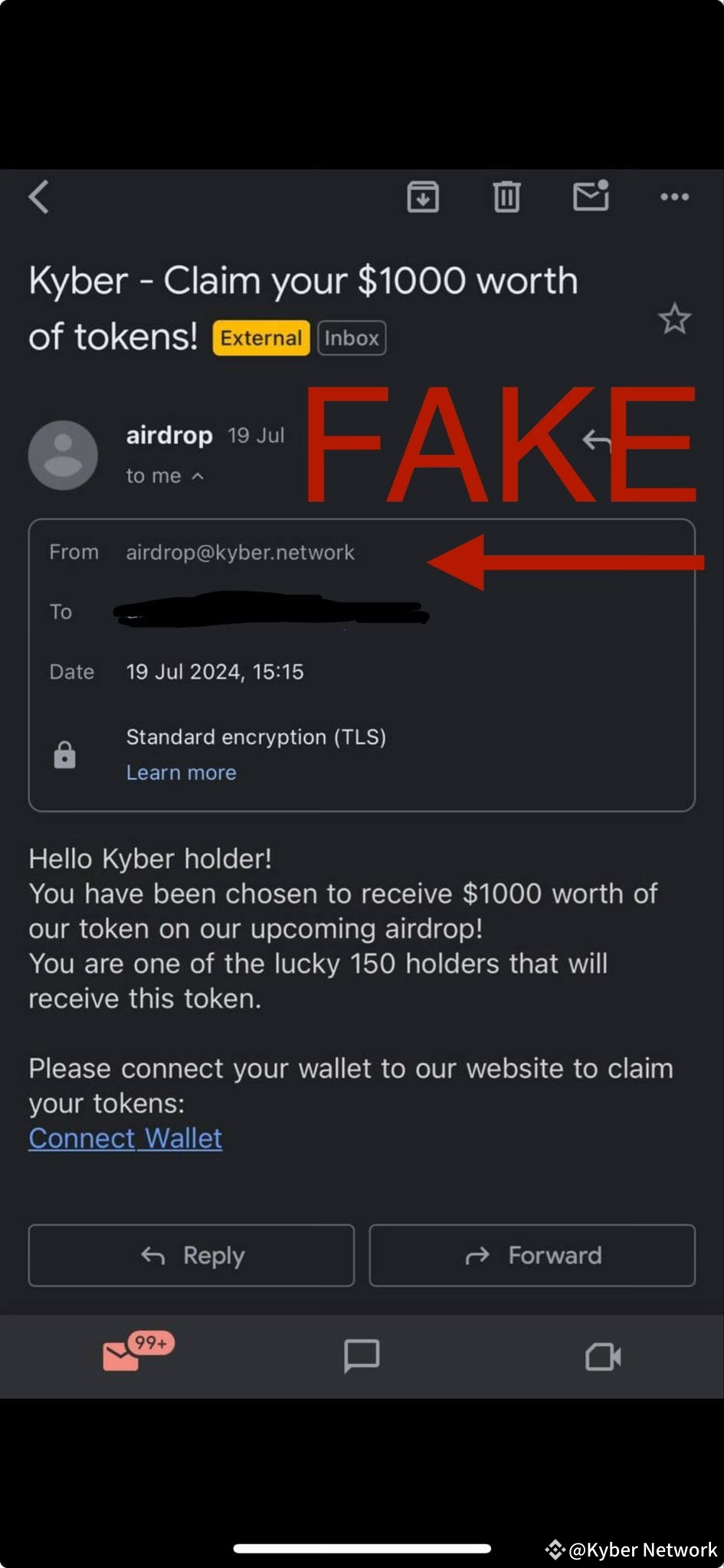 🚨PHISHING ALERT🚨 We have received reports from users abou | Kyber ...
