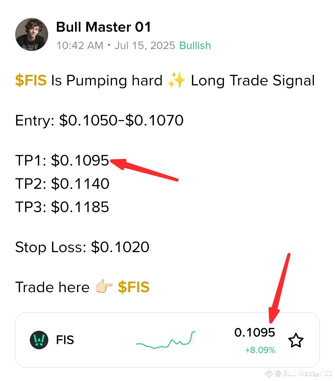 $FIS Hits 1st Target Successfully! 🚀🎉 CONGRATULATIONS TO | Bull Master ...