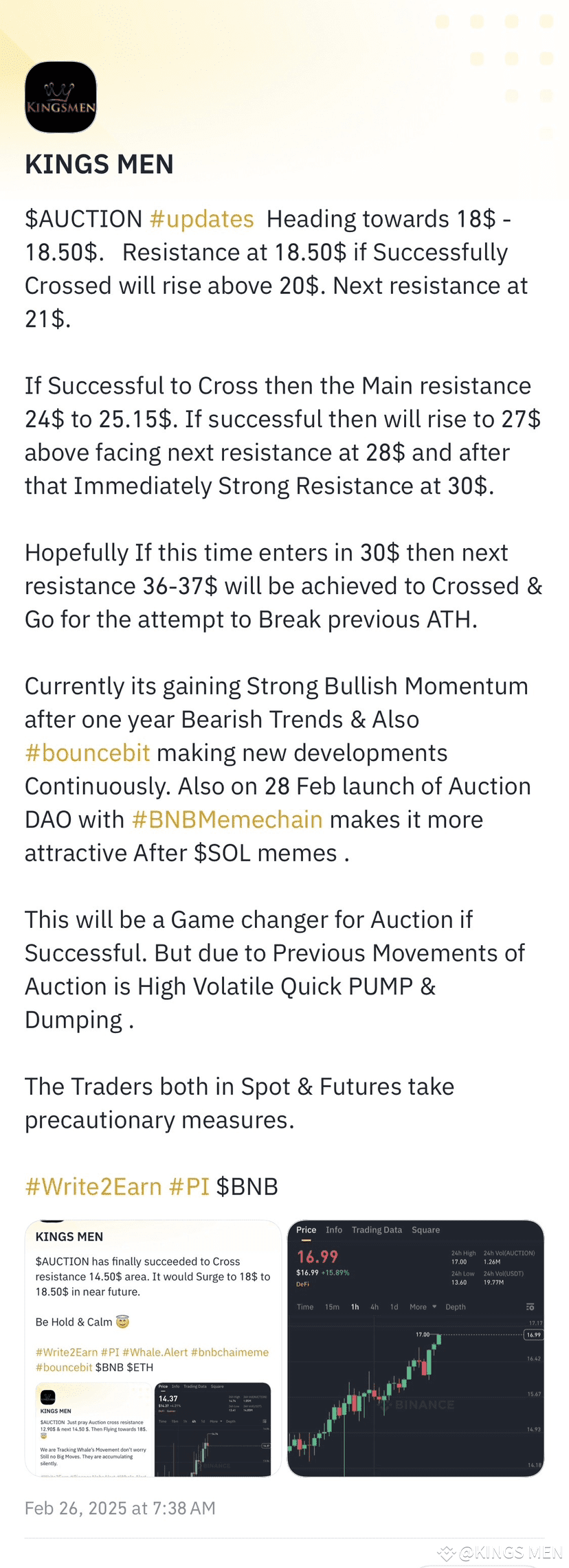 $AUCTION again on Bullish trend Could it will be successful | KINGS MEN ...