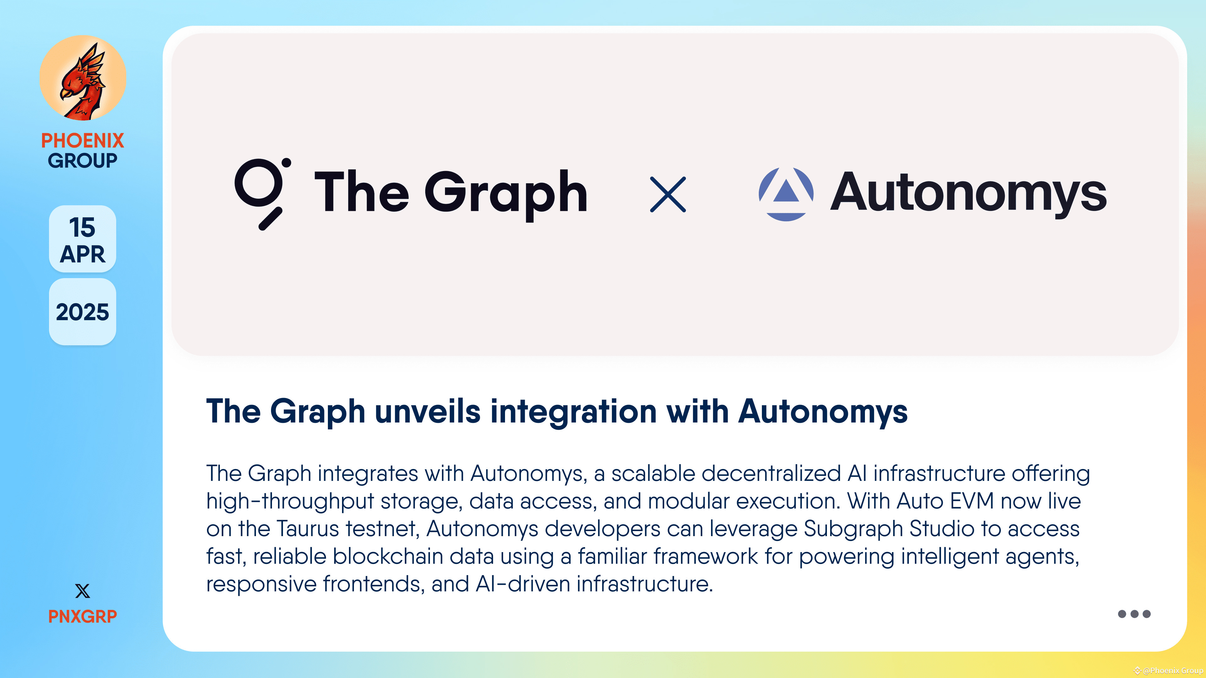The Graph unveils integration with Autonomys #TheGraph int | Phoenix Group on Binance Square