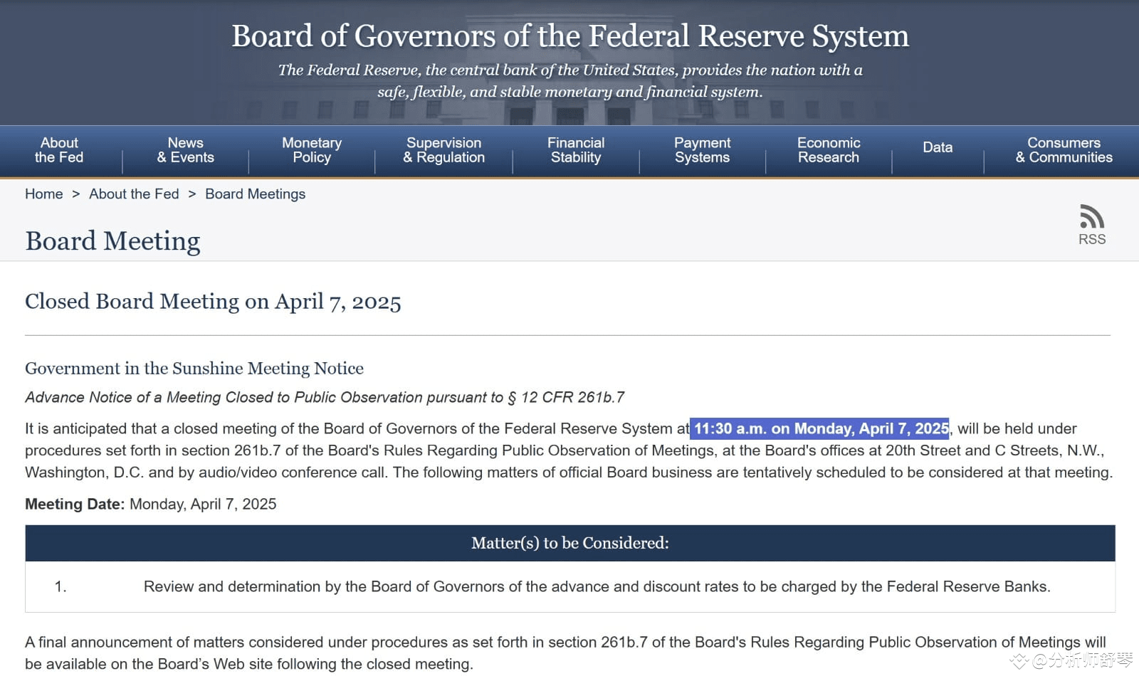 Insider News! The Federal Reserve will hold a closed-door | 分析师舒琴 on ...
