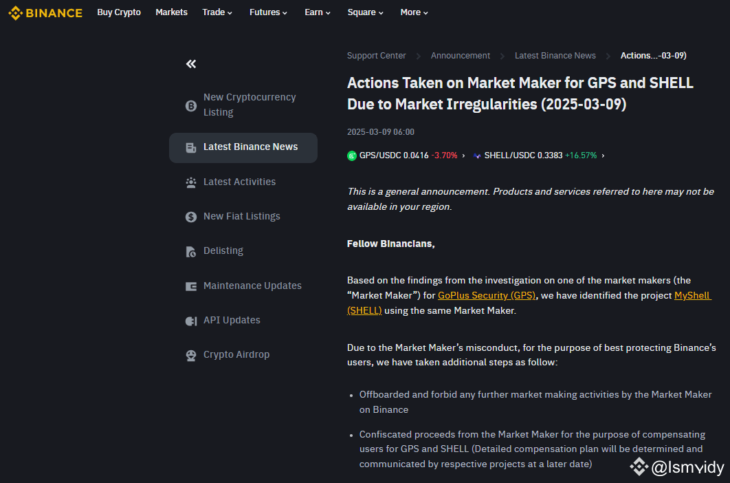 Your safety comes first. Binance expels market maker and com | Ismeidy on Binance Square